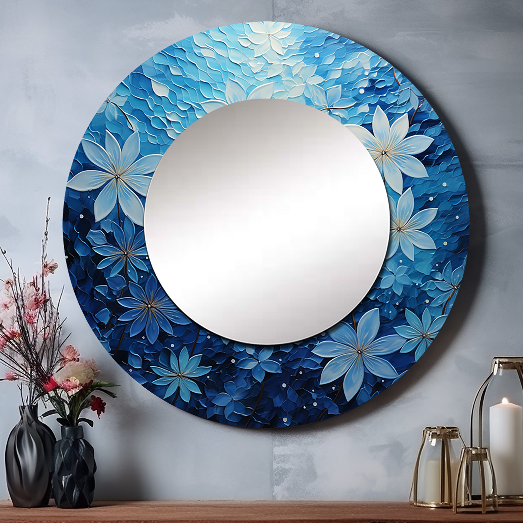 Design Art Flowers Glacial Majesty Pointillism - Magnolias White Large ...