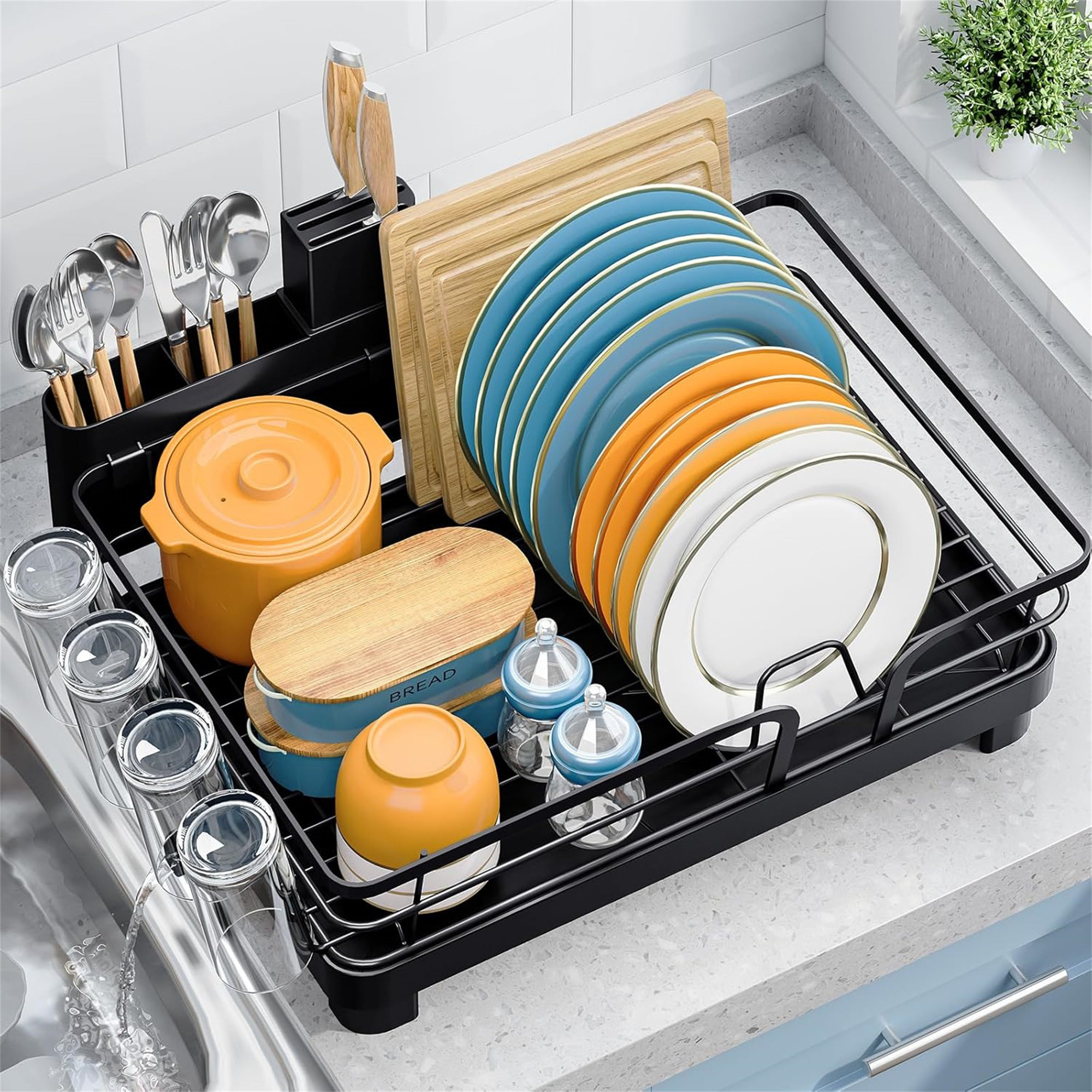 PAVORA Kitchen Countertop Dish Drying Rack, Multifunctional Dish ...