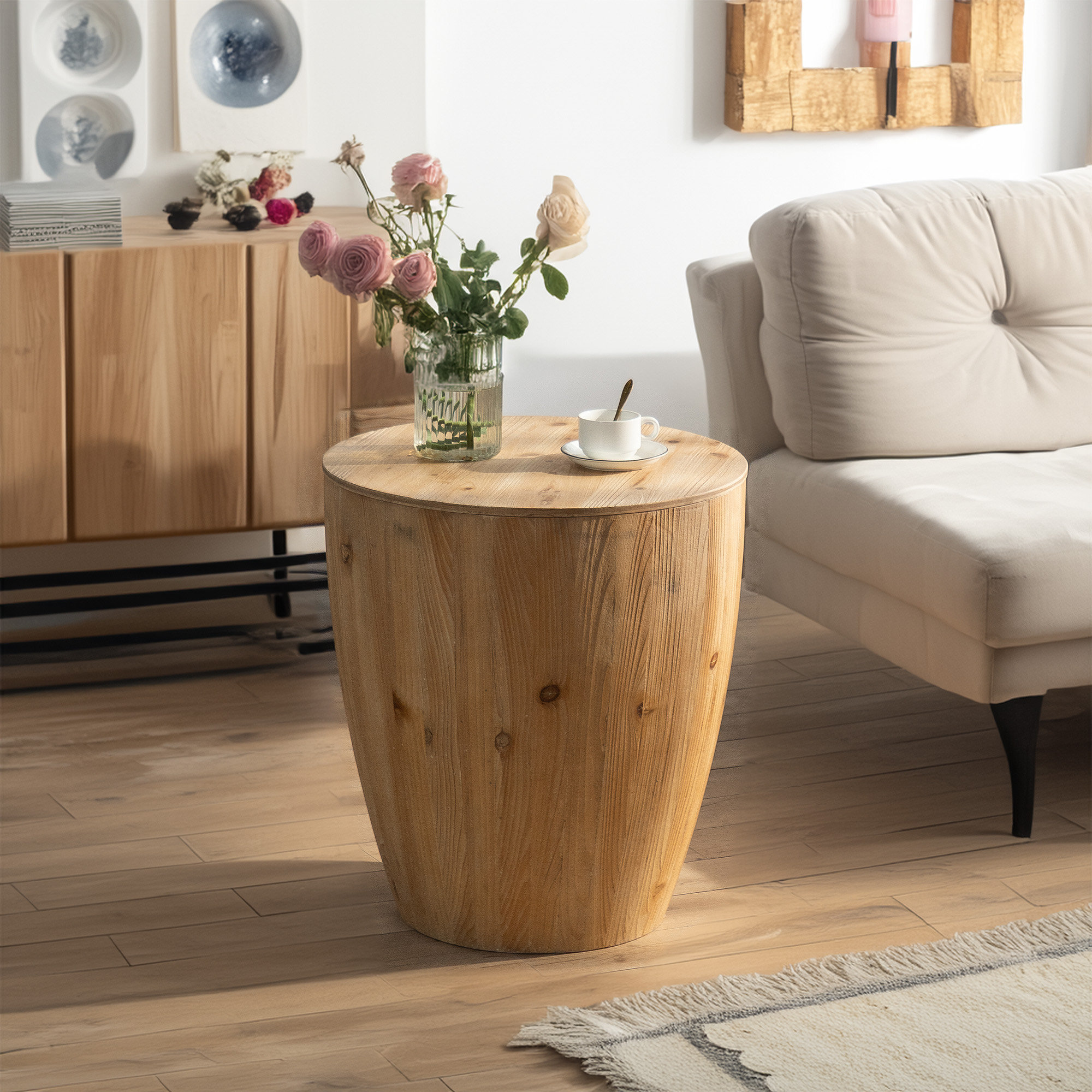 Millwood Pines Vintage Style Bucket Shaped Coffee Table For Office ...