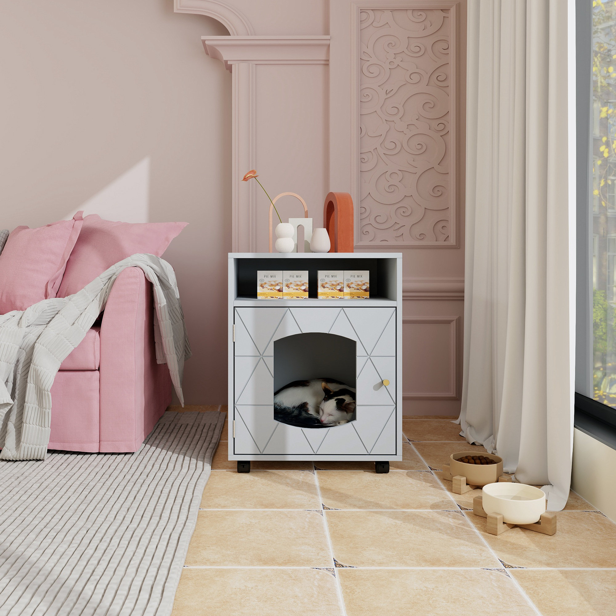 Home Decor Rectangle Cat Bed, Cat House, Hidden Cat Home Side Table ...