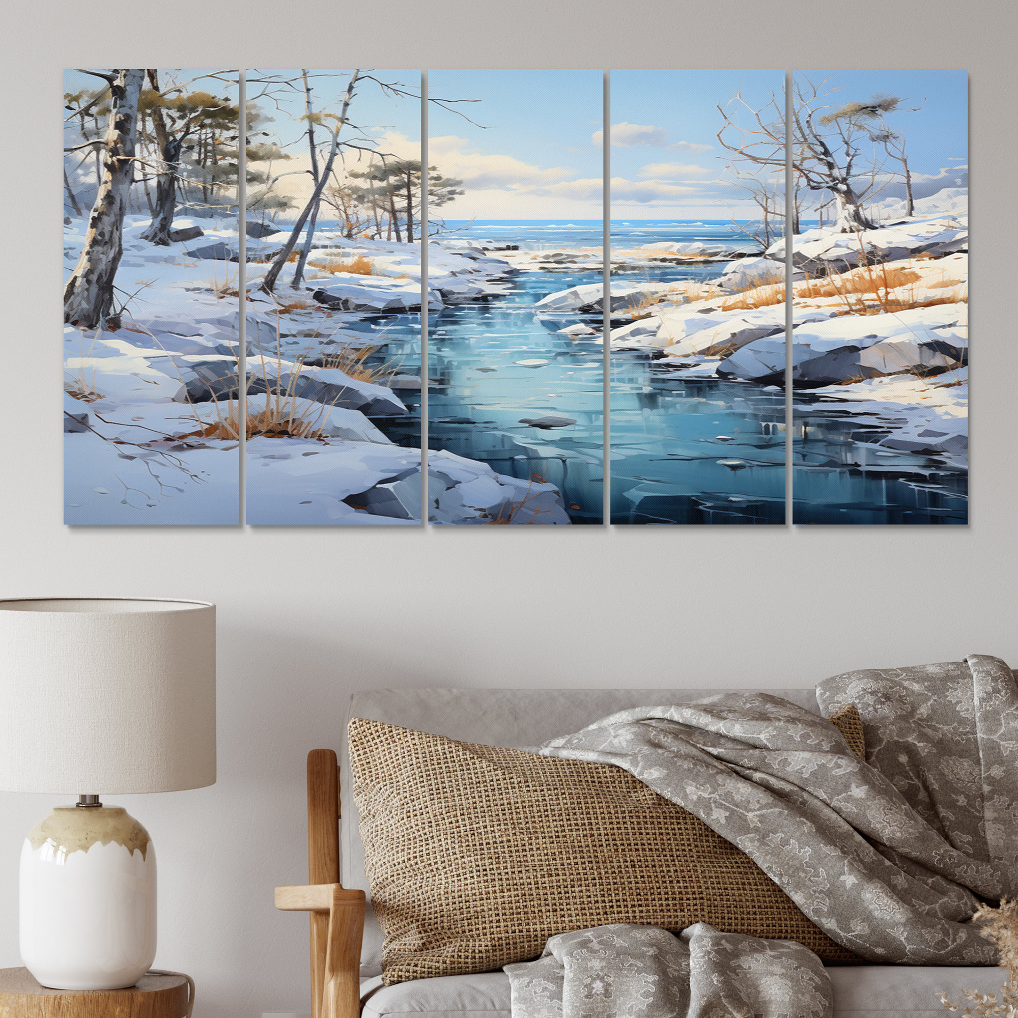 Winston Porter Sweden Ice Blue Archipelago II On Canvas 5 Pieces Print ...