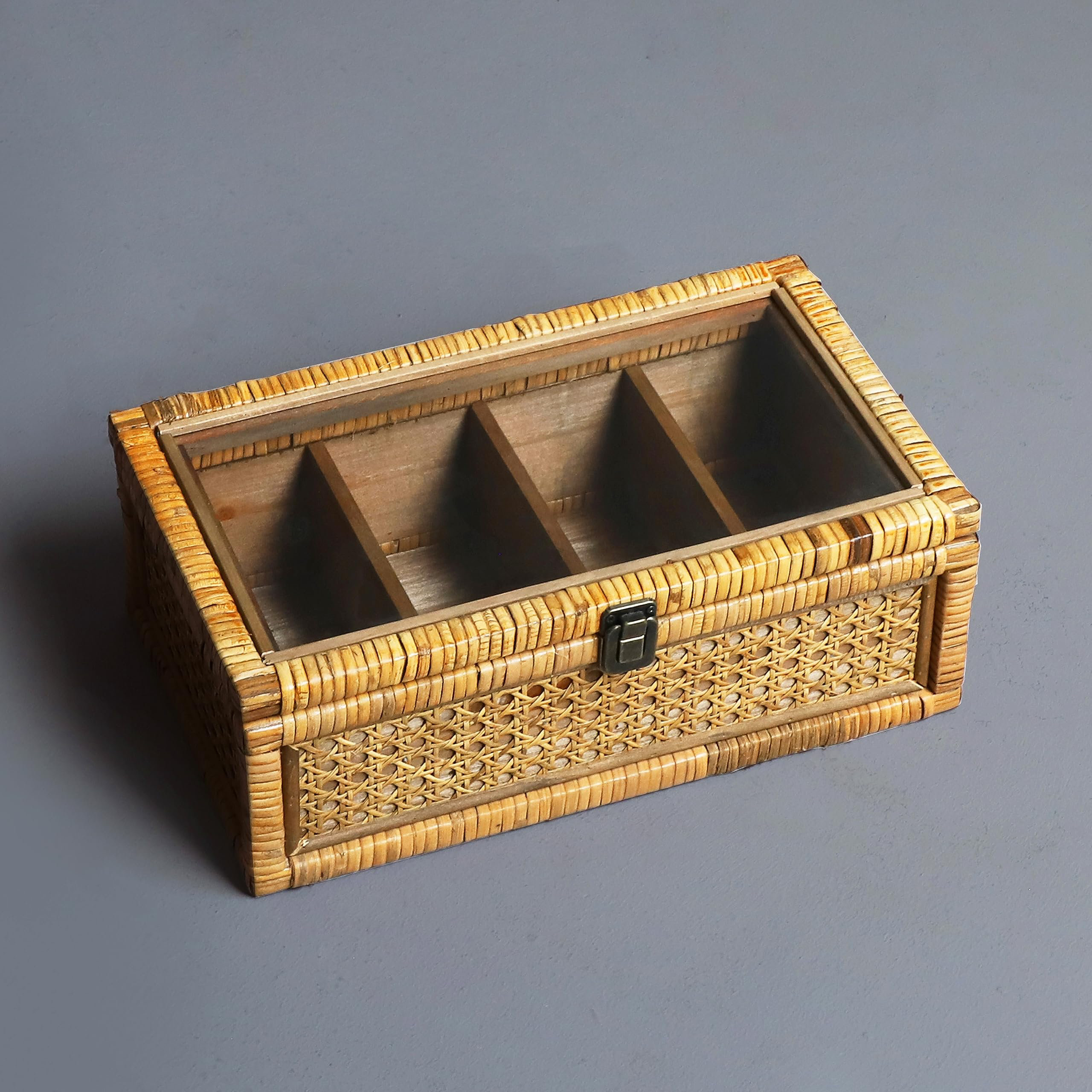 Bayou Breeze Caitlynd Natural Rattan Organizer Box, Hand-Woven Natural ...