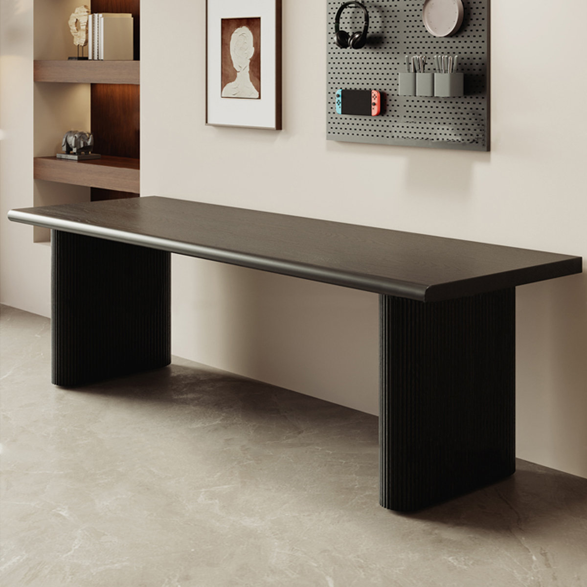 Groove Interior Black Rectangular Solid Wood desk | Wayfair