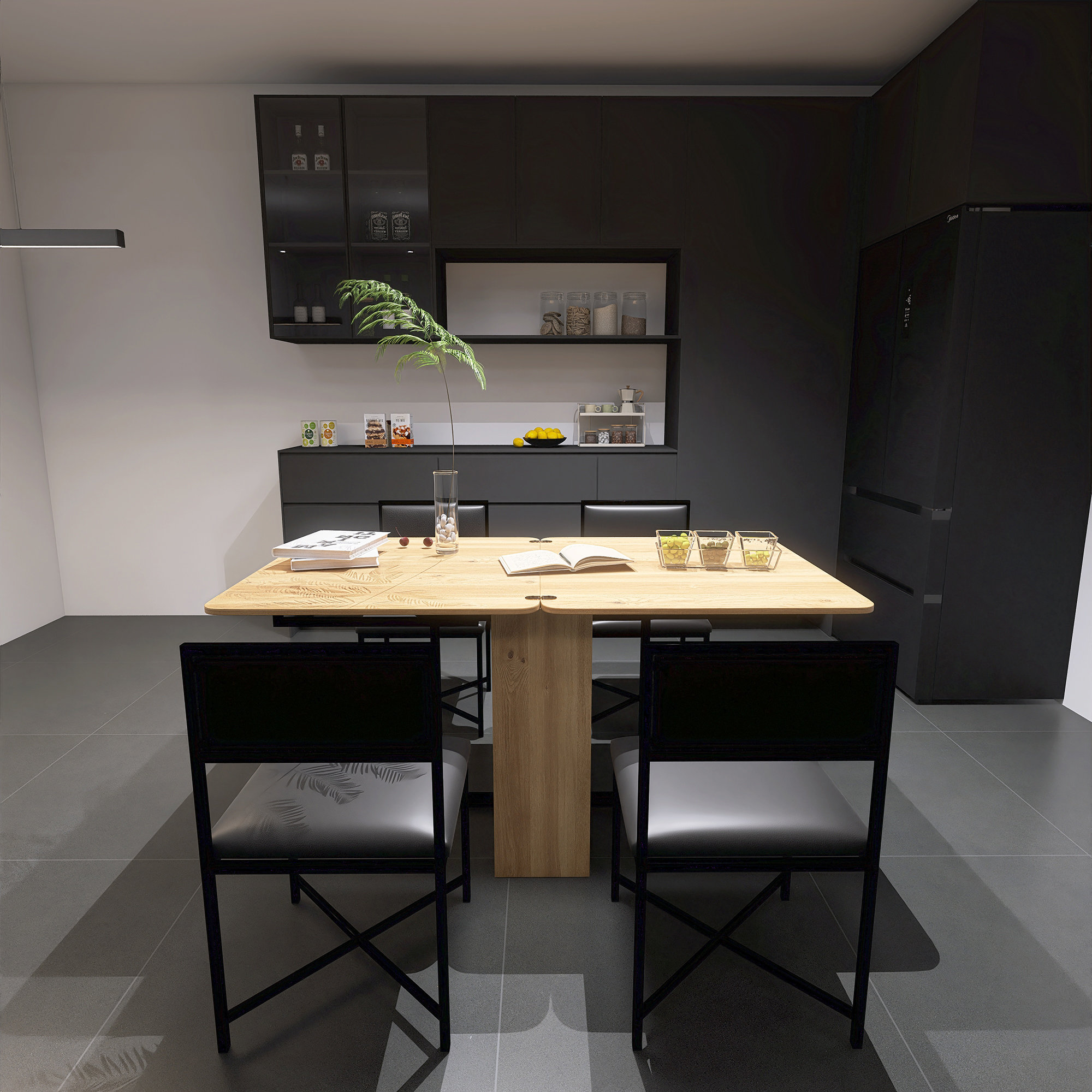 Latitude Run® 5-Piece Foldable Square Dining Set With Storage Rack And ...