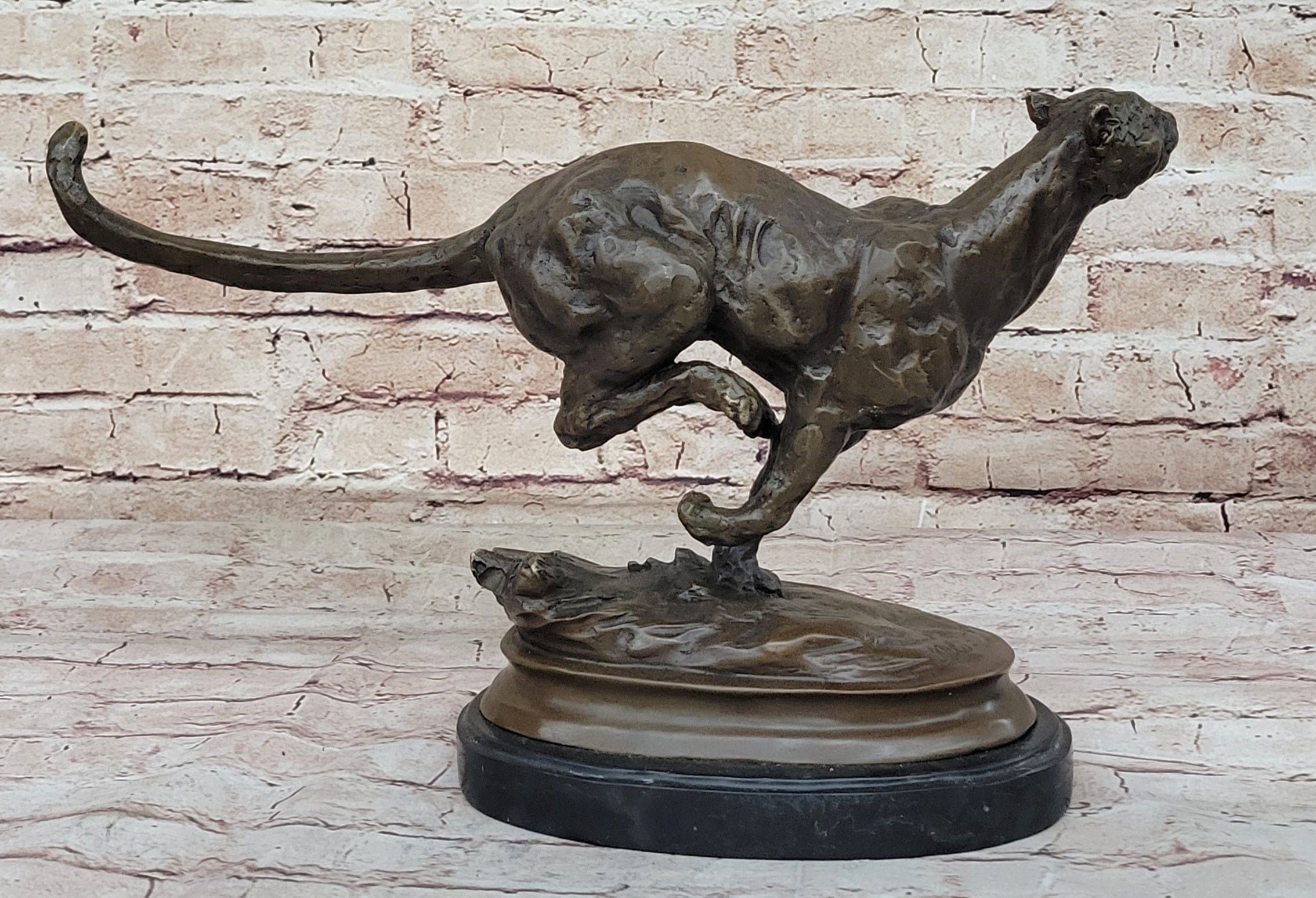 Bungalow Rose Running Panther Puma Mountain Lion Bronze Sculpture ...
