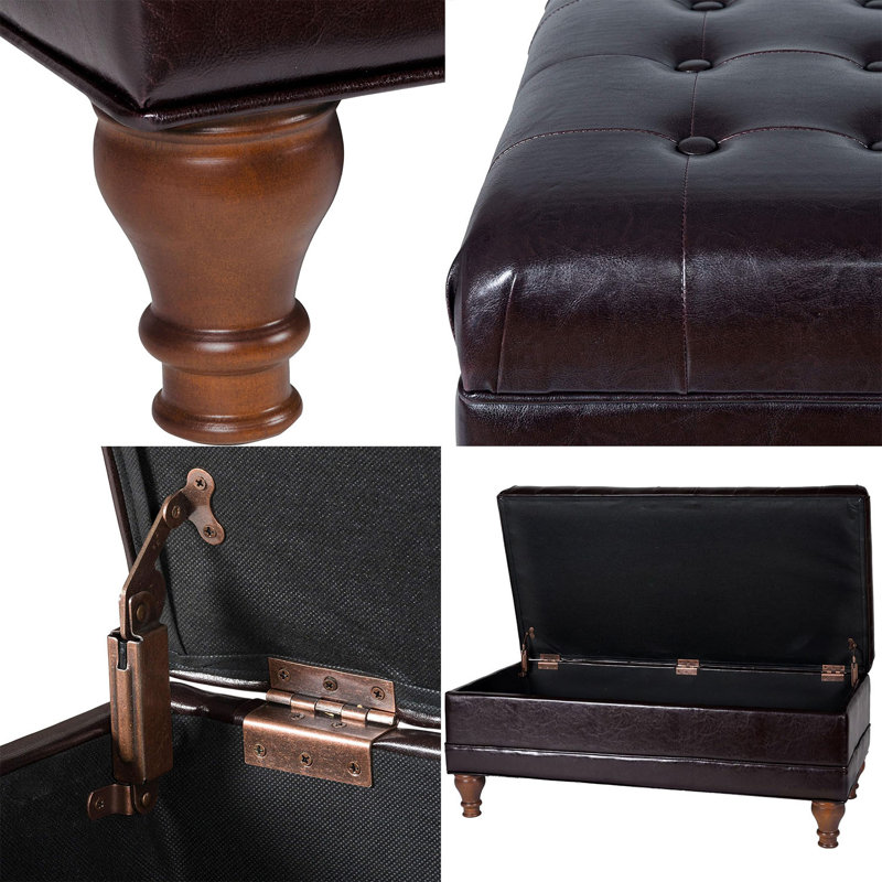 Canora Grey Deluxe Tufted Storage Bench with Hinged Lid, Espresso | Wayfair