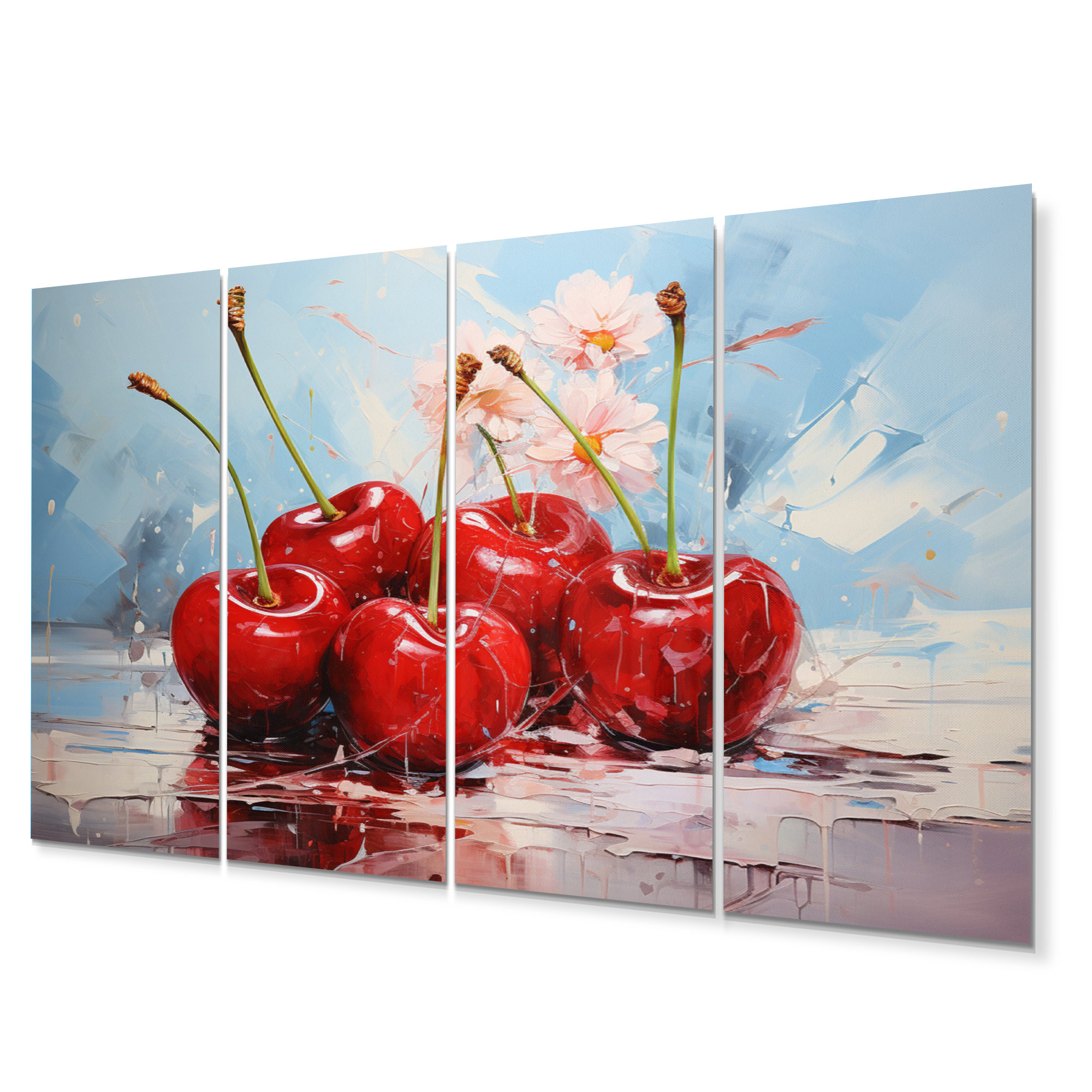 Design Art Fruit Abstract Cherry Expressive II - 4 Piece No Frame Print ...