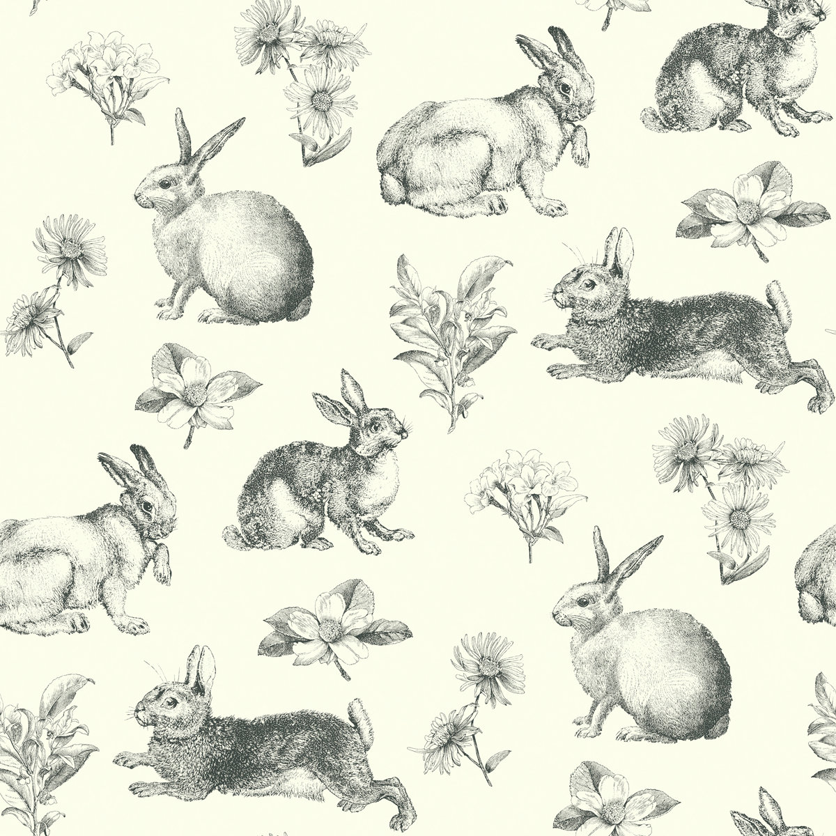August Grove® Bunny Toile 33' L x 20.5" W Wallpaper Roll | Wayfair