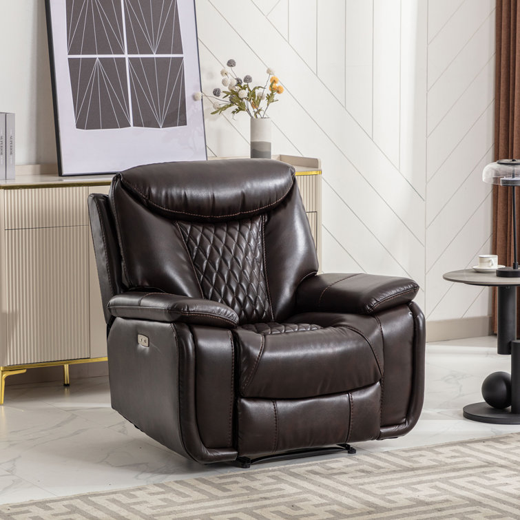 Red Barrel Studio® Saneela 40" Wide Modern Breathable Leather Power ...