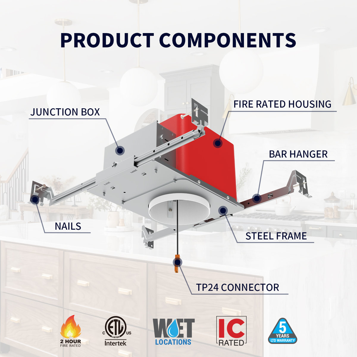 MW LIGHTING 4 Inch Fire Rated Recessed Housing, IC Rated & Air Tight ...