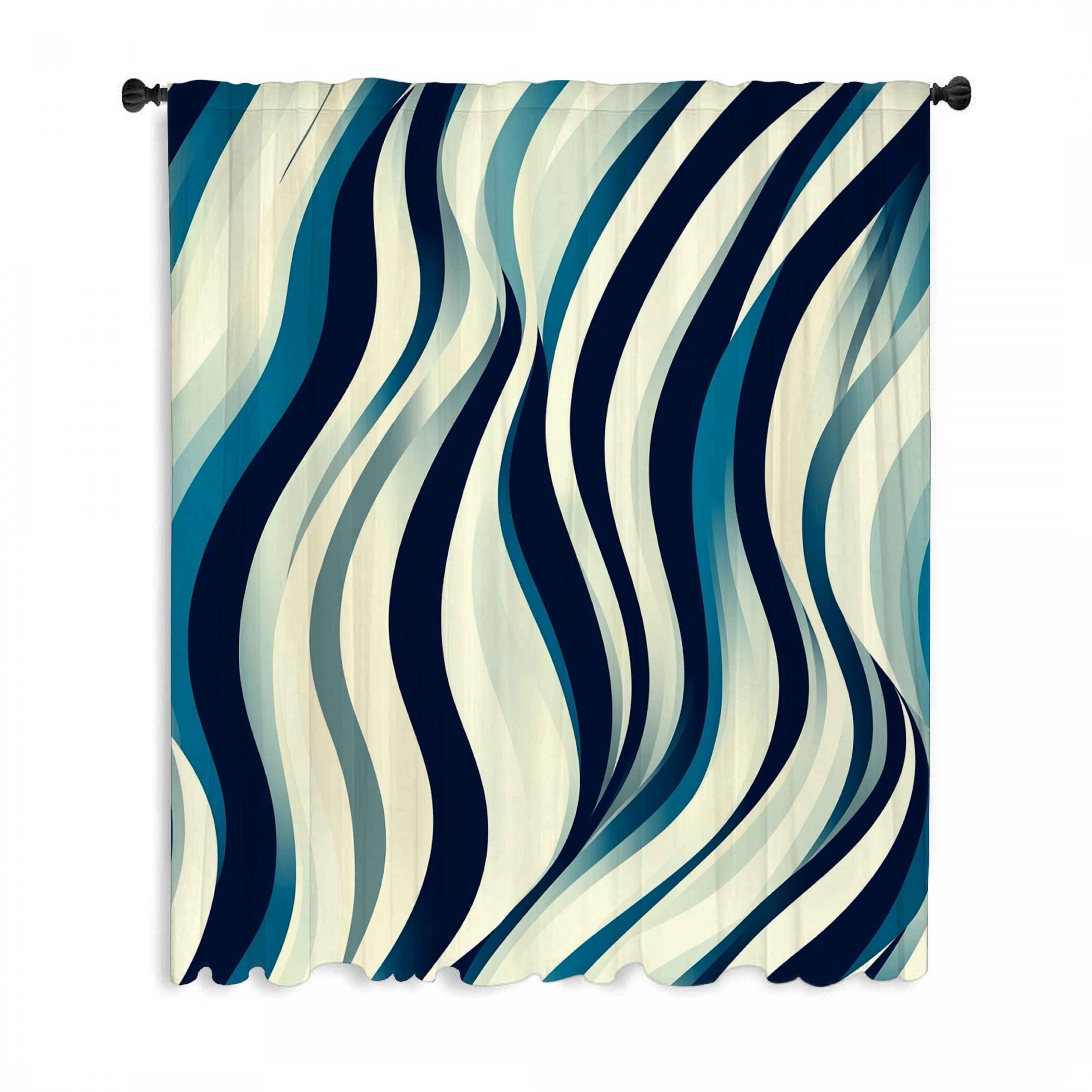 Orren Ellis Waves Window Curtains, Contemporary Blockout & Sheer ...