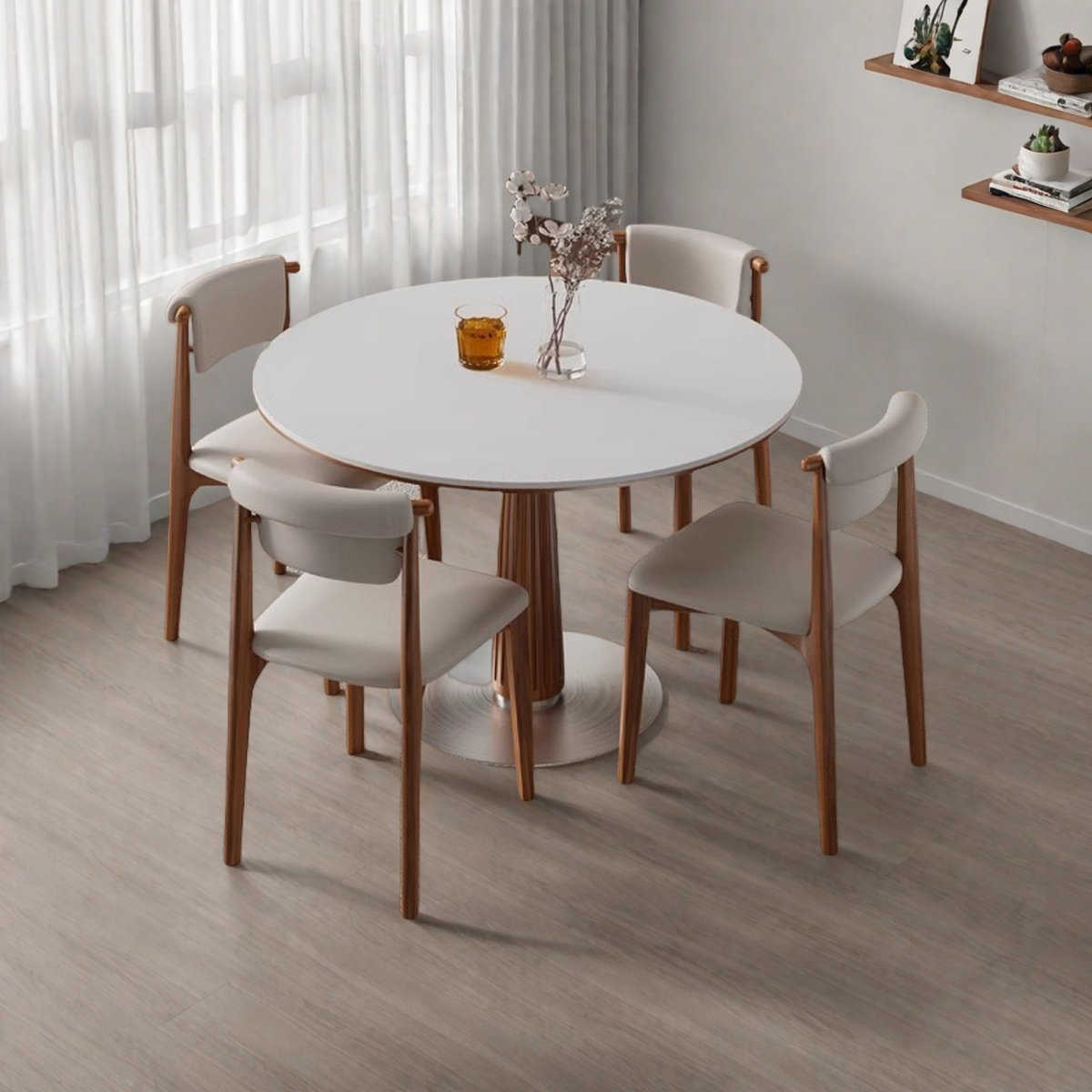 dujinlong home Retro Round Dining Table with Rock Slab Top | Wayfair