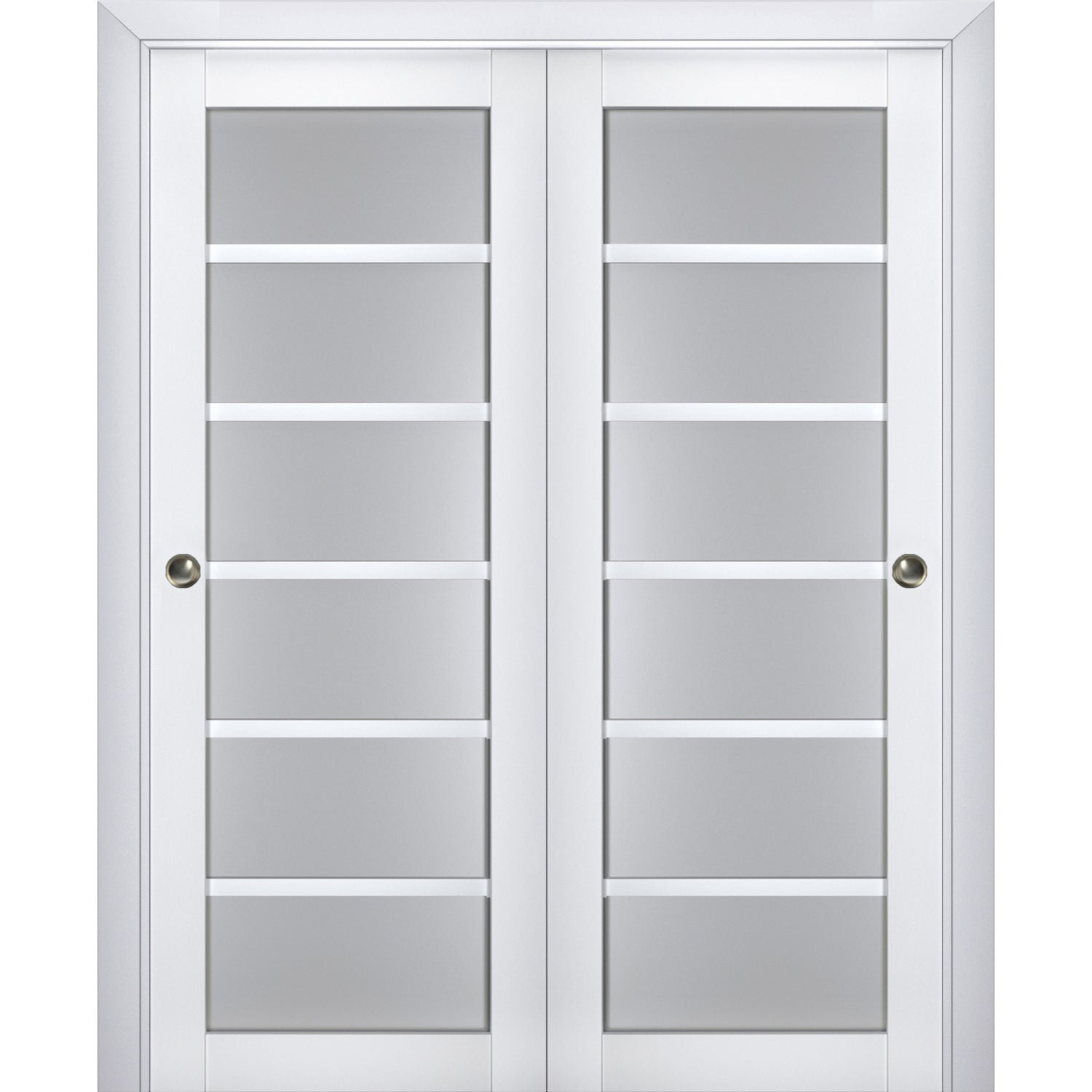 SARTODOORS Veregio Frosted Glass Paneled Wood Sliding Closet Doors ...