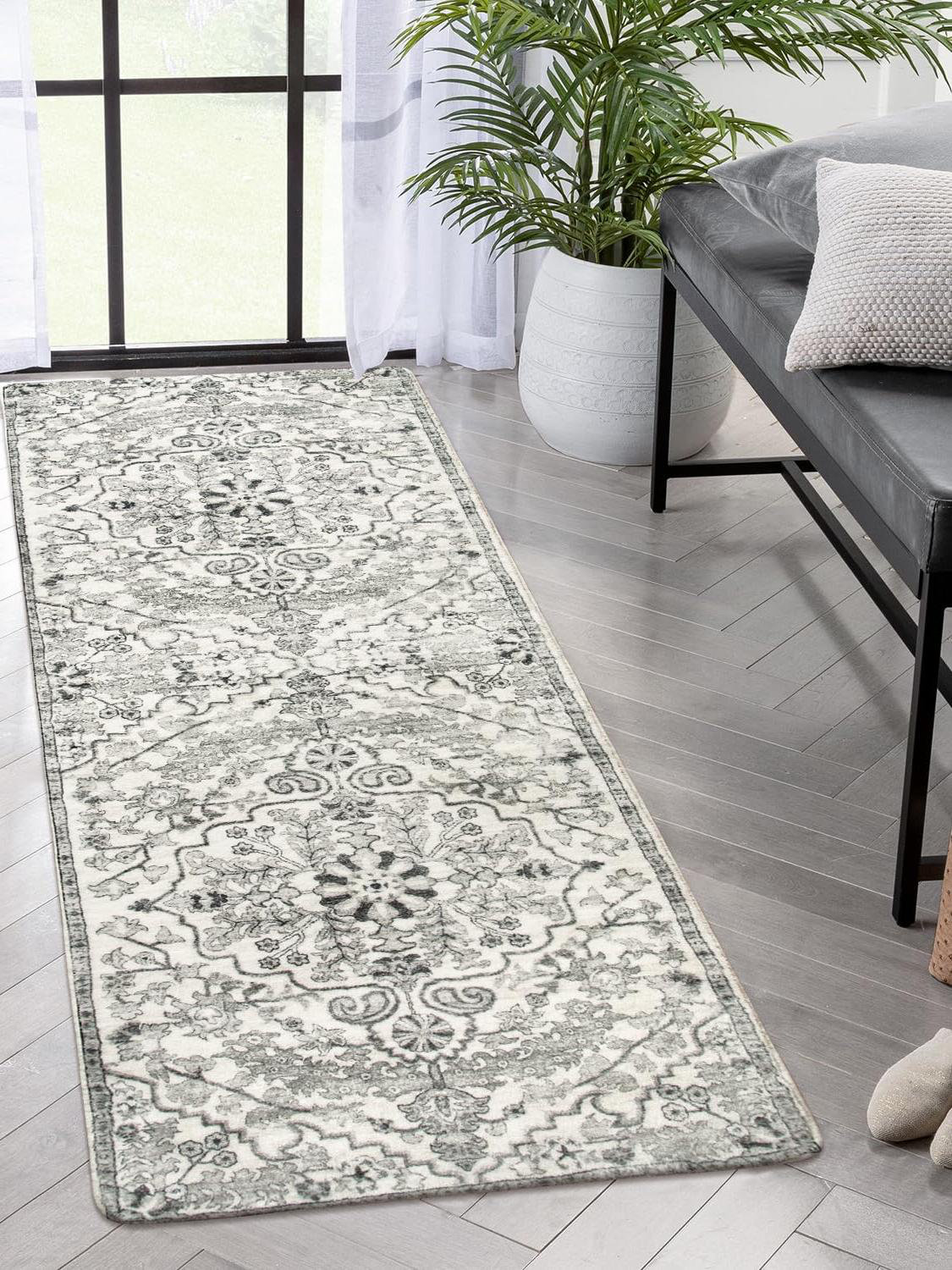 VOMGEB1 Beige Washable 2x7 Runner Rug with Rubber Backing | Wayfair