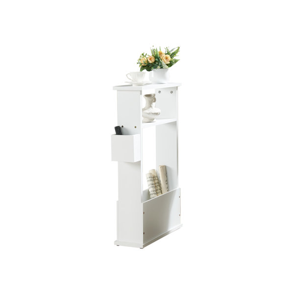 Ebern Designs Zeke Narrow Magazine Side Table with Shelf and Storage ...