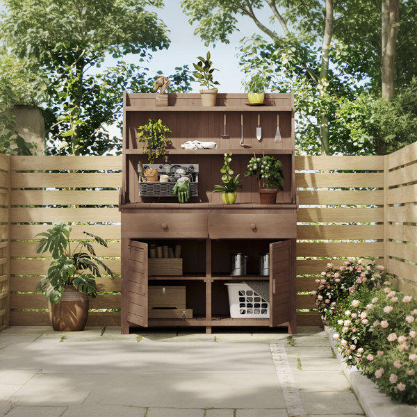 Red Barrel Studio® 65Inch Garden Potting Bench Table, Fir Wood ...