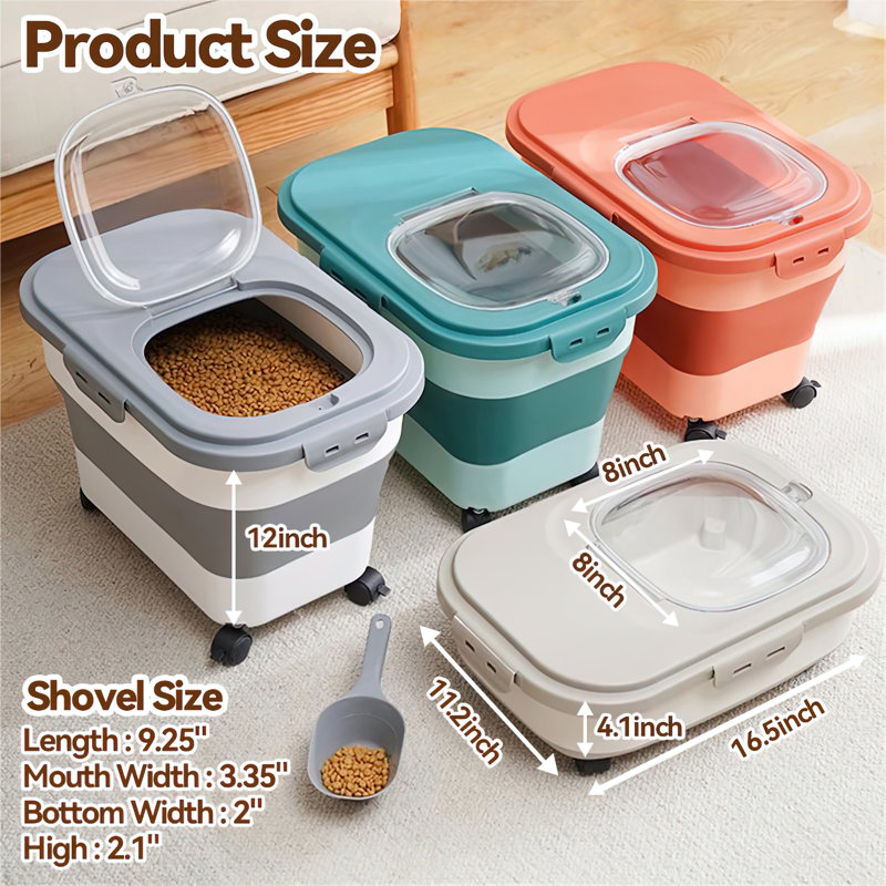 Ariviia 25 lb Pet Food Stroage Container with Snap On Lid and Wheels ...