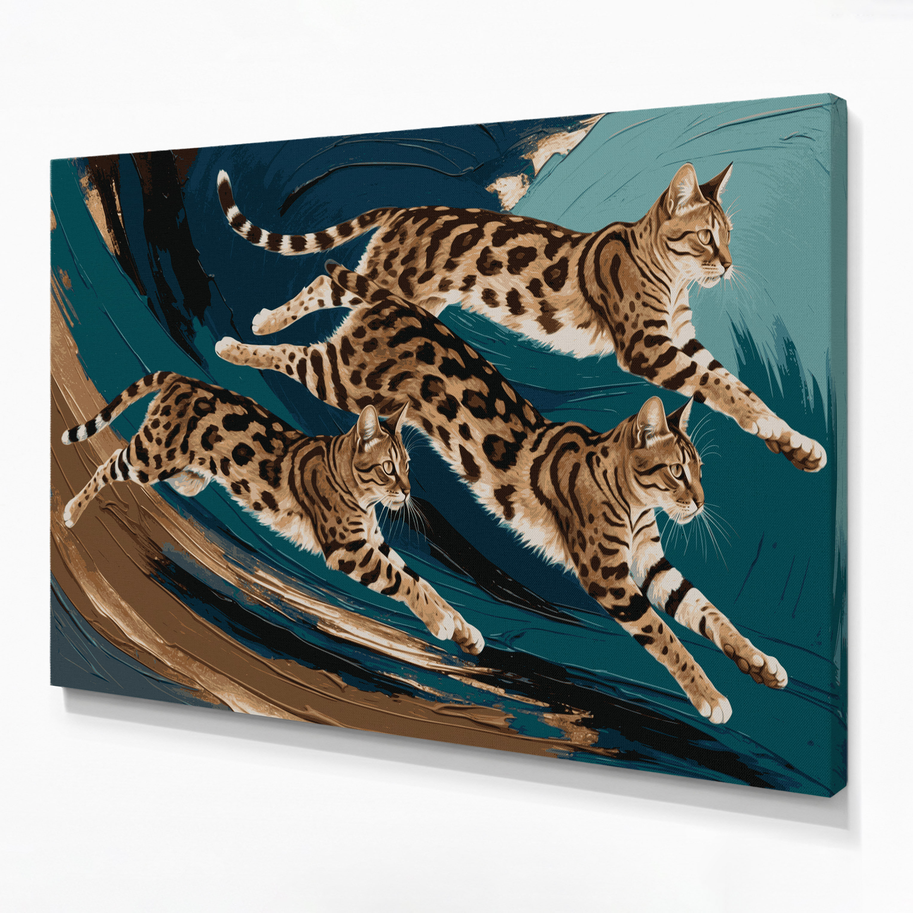Alcott Hill® Cats California Spangled Gray Canvas Wall Art | Wayfair