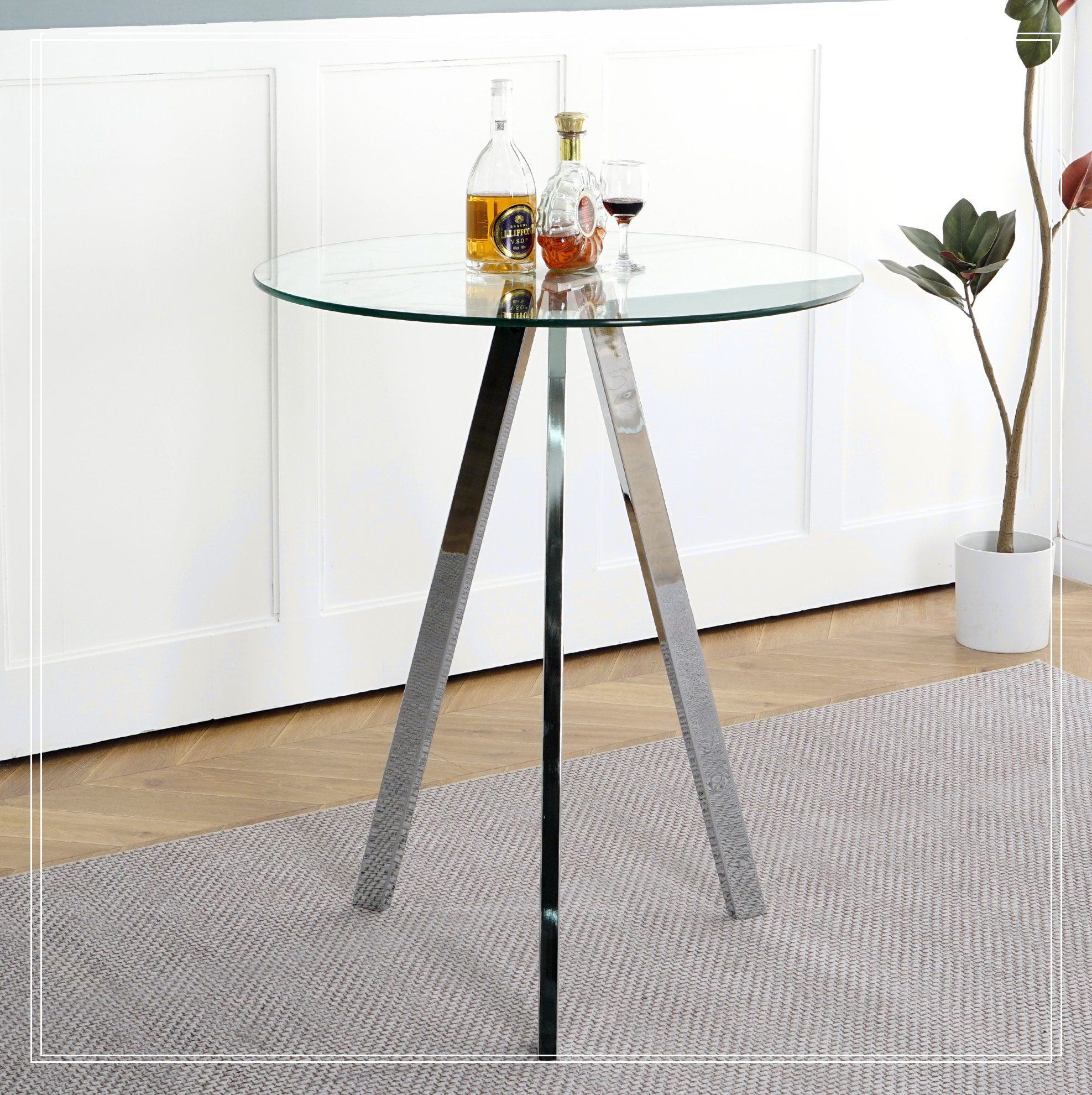 Mercer41 Modern Kitchen Glass dining table ROUND Tempered Glass BAR ...