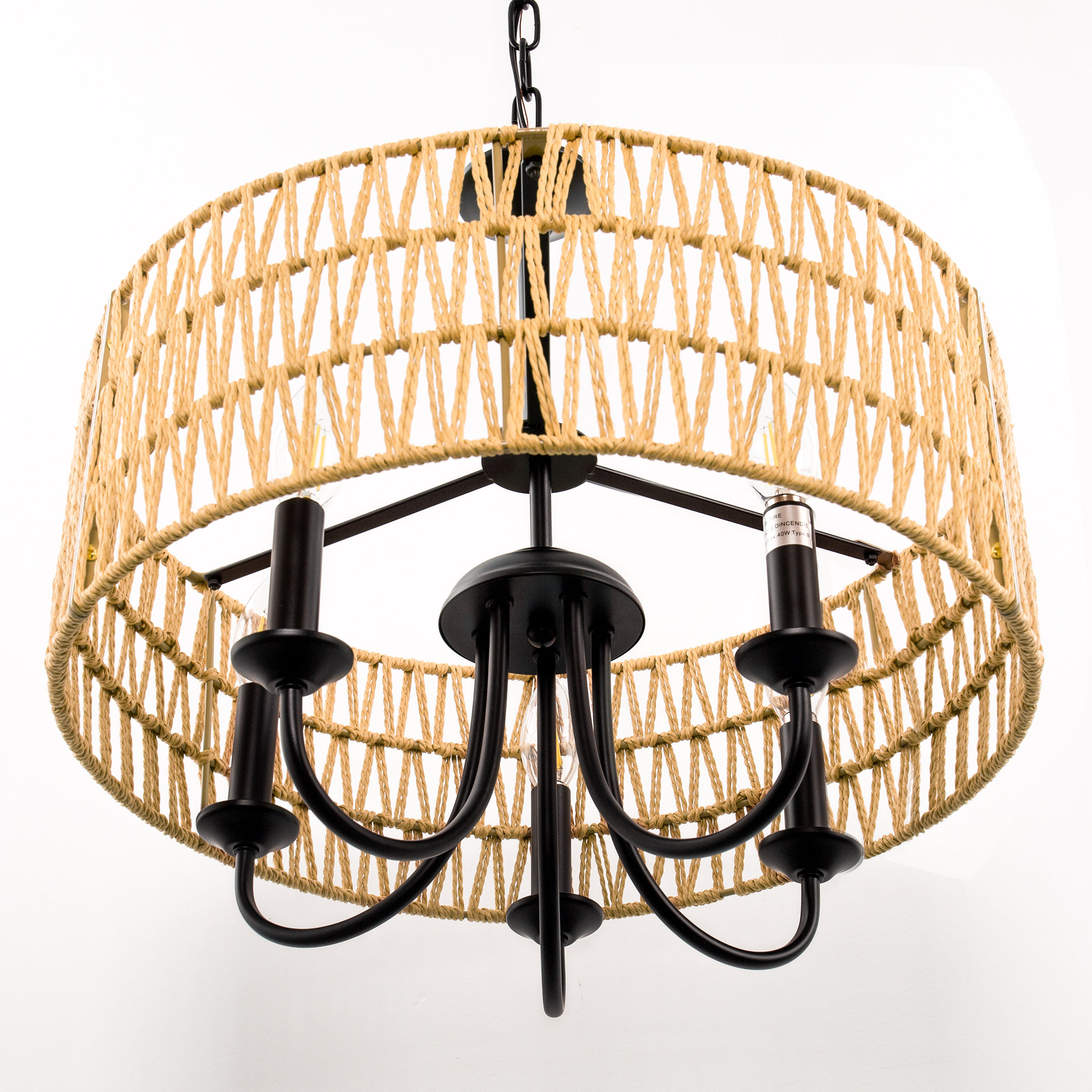 Bay Isle Home™ 5-Light Modern Farmhouse Brown Round Rattan Pendant ...
