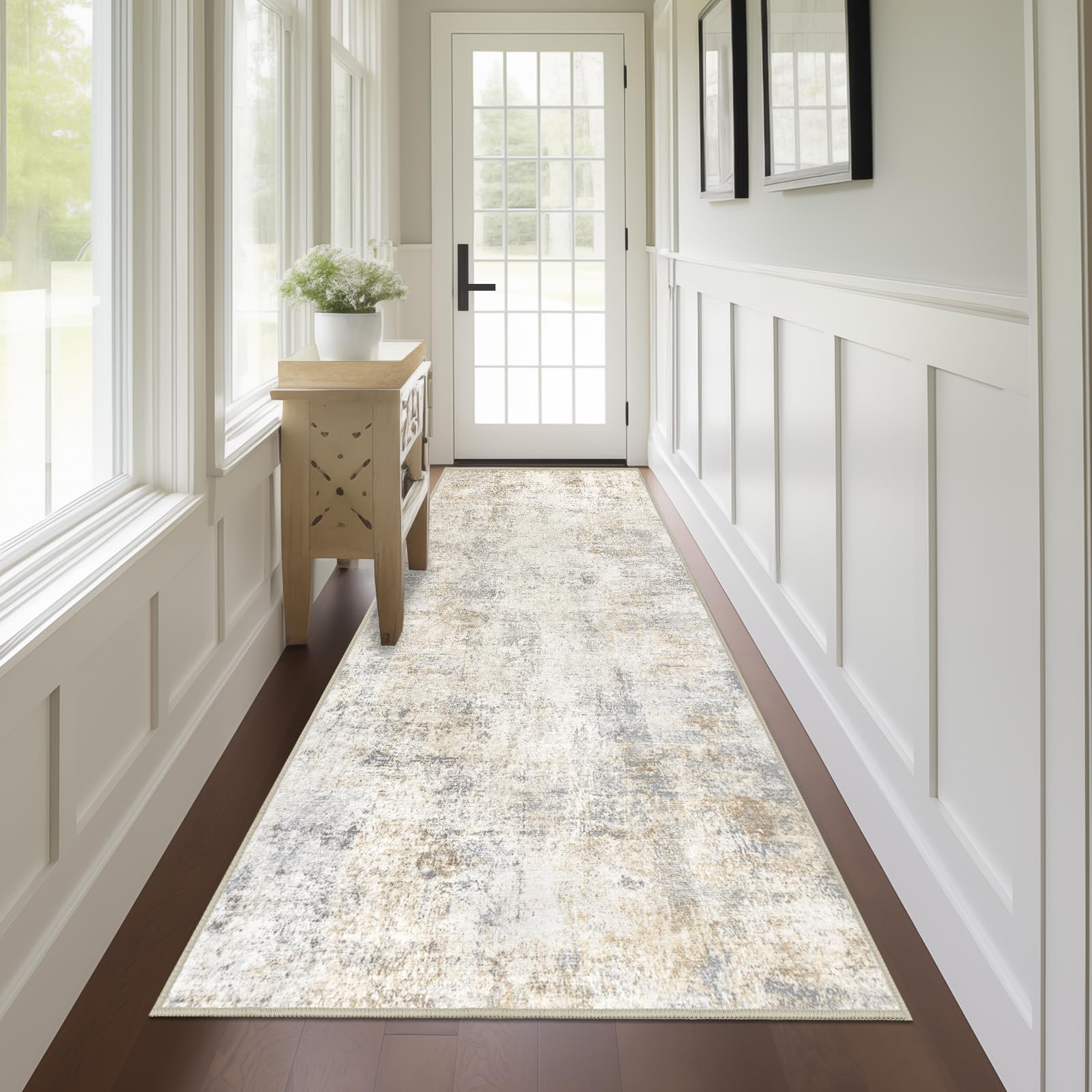 17 Stories Modern Abstract Washable Long Rug, Non-Slip Long Rug, Low ...