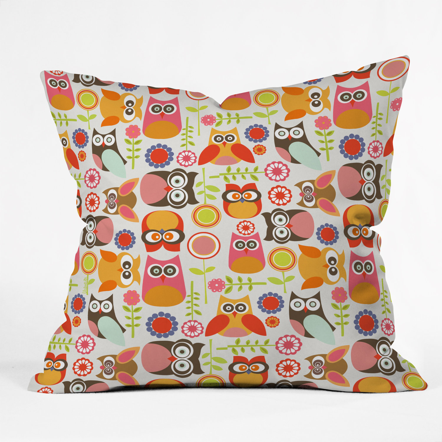 Deny Designs Cute Little Owls Throw Pillow | Wayfair