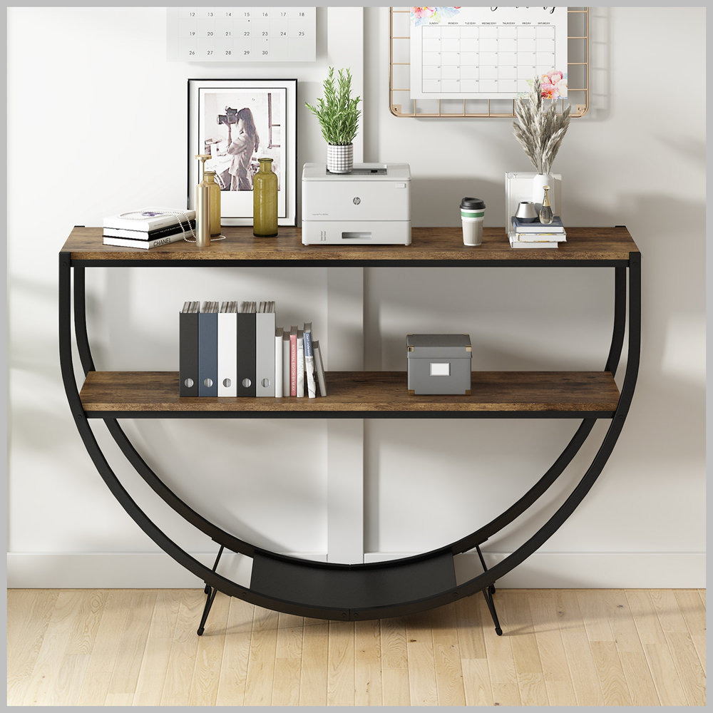17 Stories Rustic Demilune Shape Console Table | Wayfair