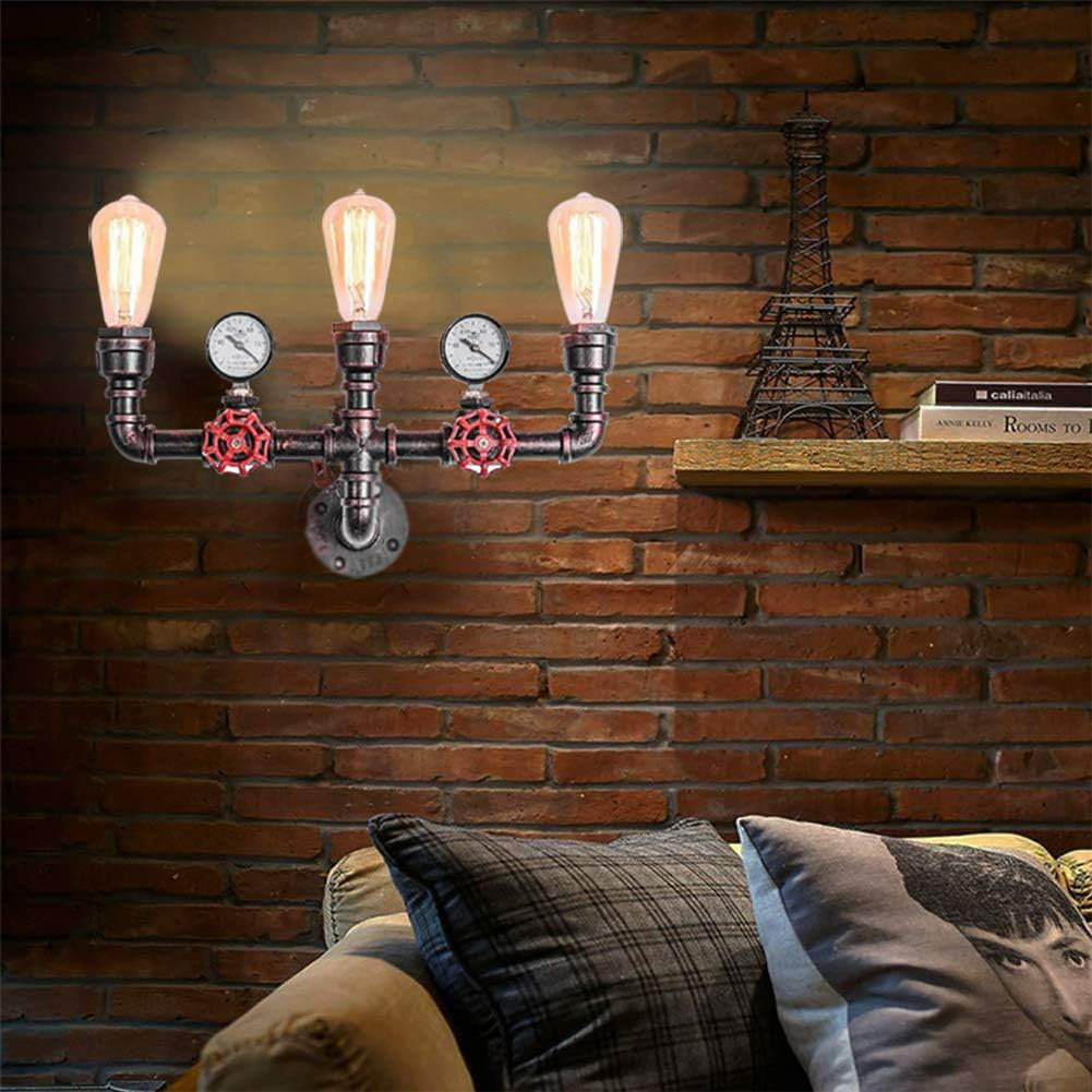 Williston Forge Industrial Steampunk Wall Sconce, 3 Antique Copper Pipe ...