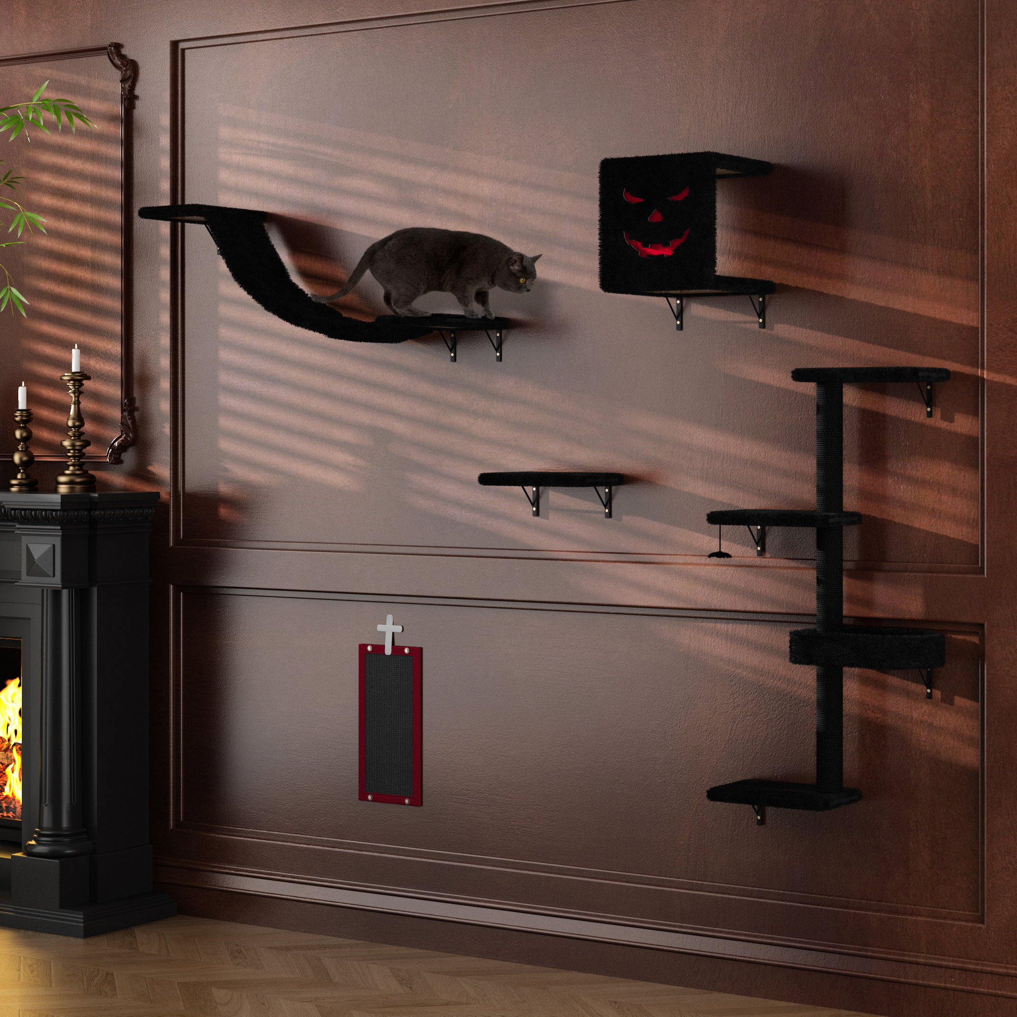 Tucker Murphy Pet™ Wall-mounted Cat Climber Set Of 5, Floating Cat ...