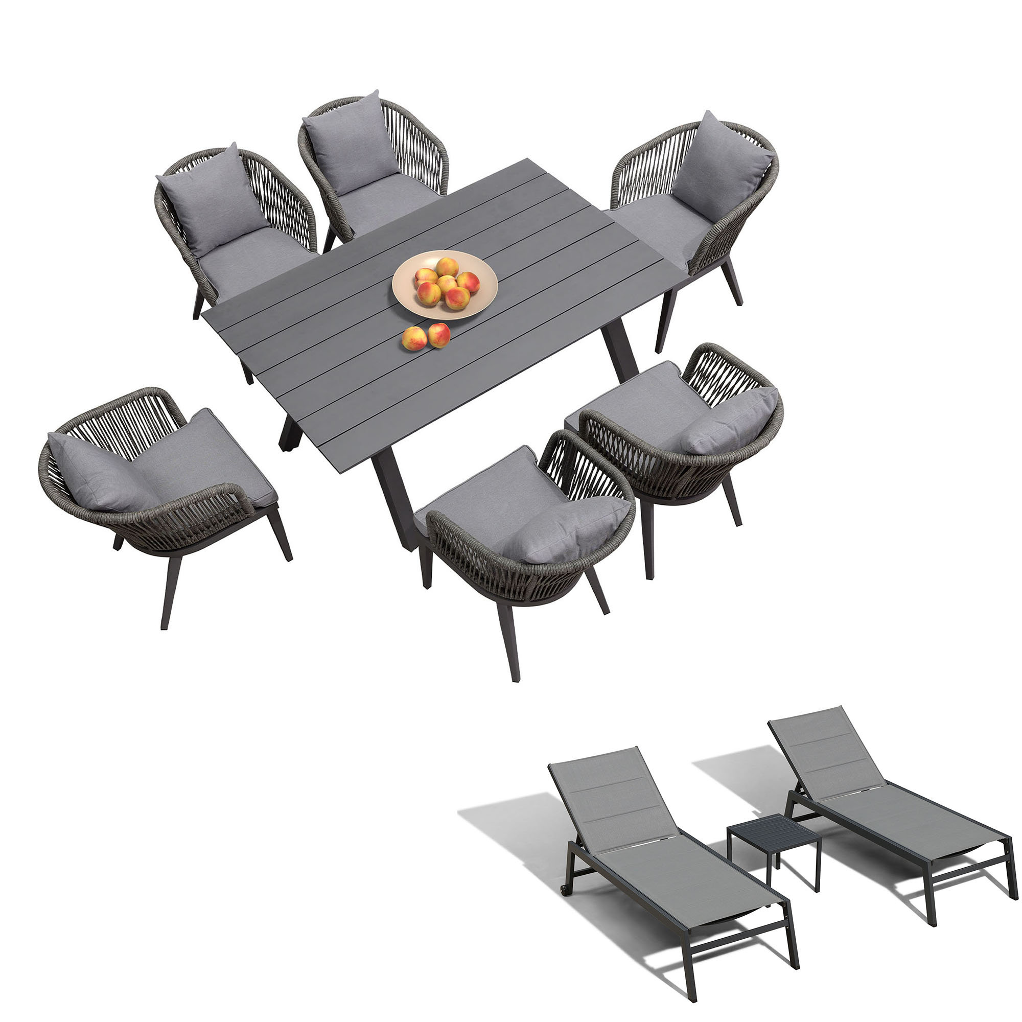 Purple Leaf 7 Pieces Patio Dining Sets All-weather Wicker Outdoor Patio ...
