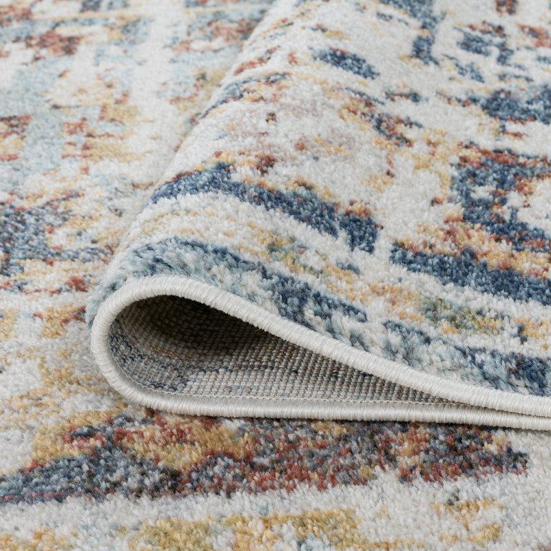 Bungalow Rose Fabrizzio Performance Beige/Navy Rug & Reviews | Wayfair