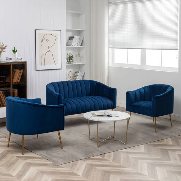 Etta Avenue™ Euclid 3 - Piece Velvet Living Room Set & Reviews | Wayfair
