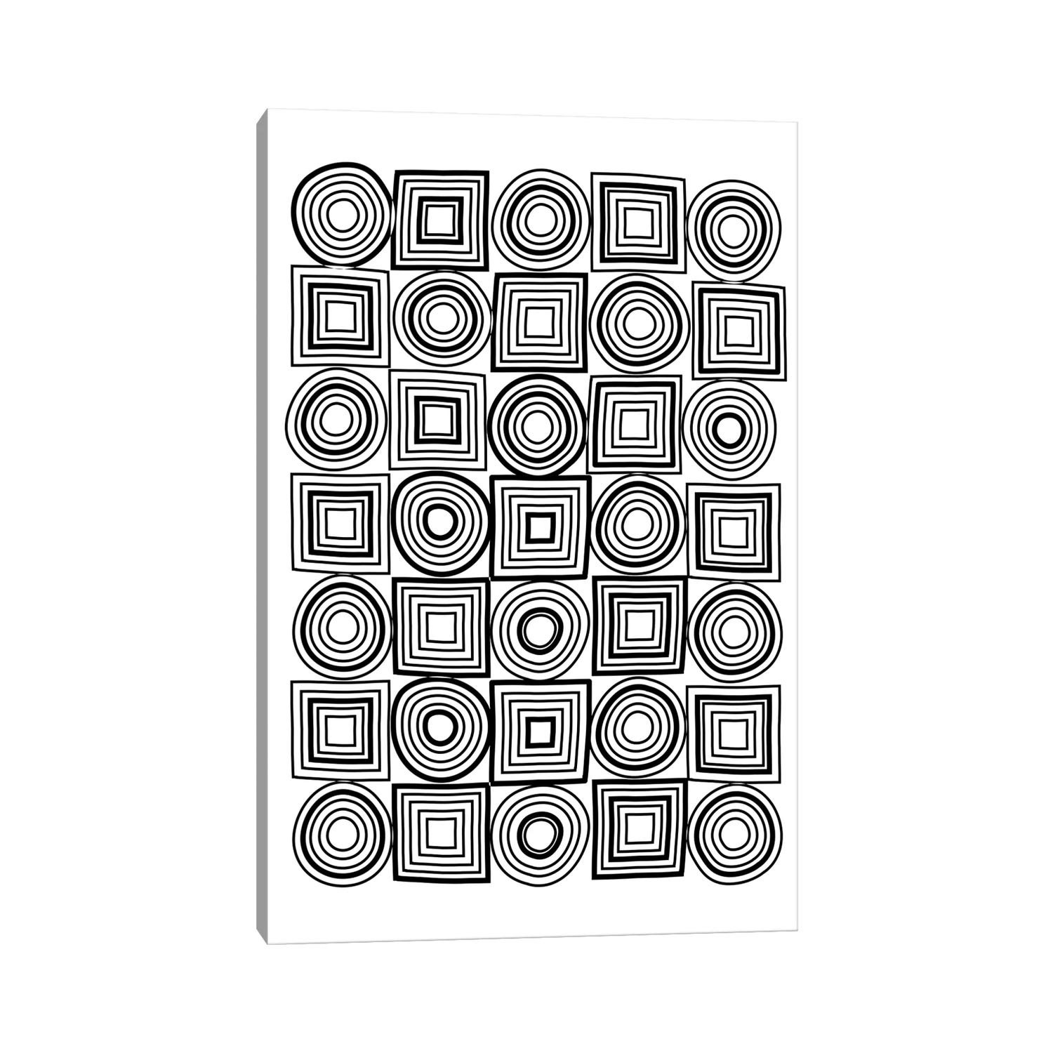 East Urban Home Circle Square Mixed Lines Portrait - Wrapped Canvas ...