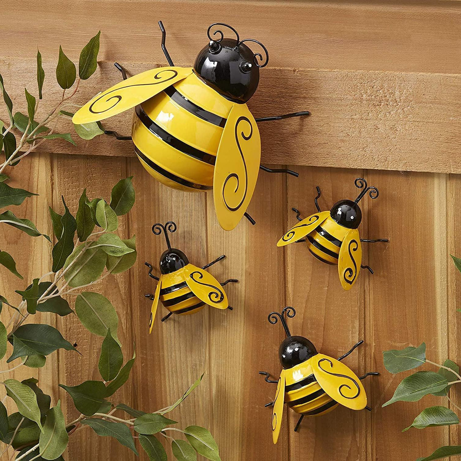 August Grove 4PCS Metal Bumble Bee Wall Decor, 3D Iron Bee Art ...