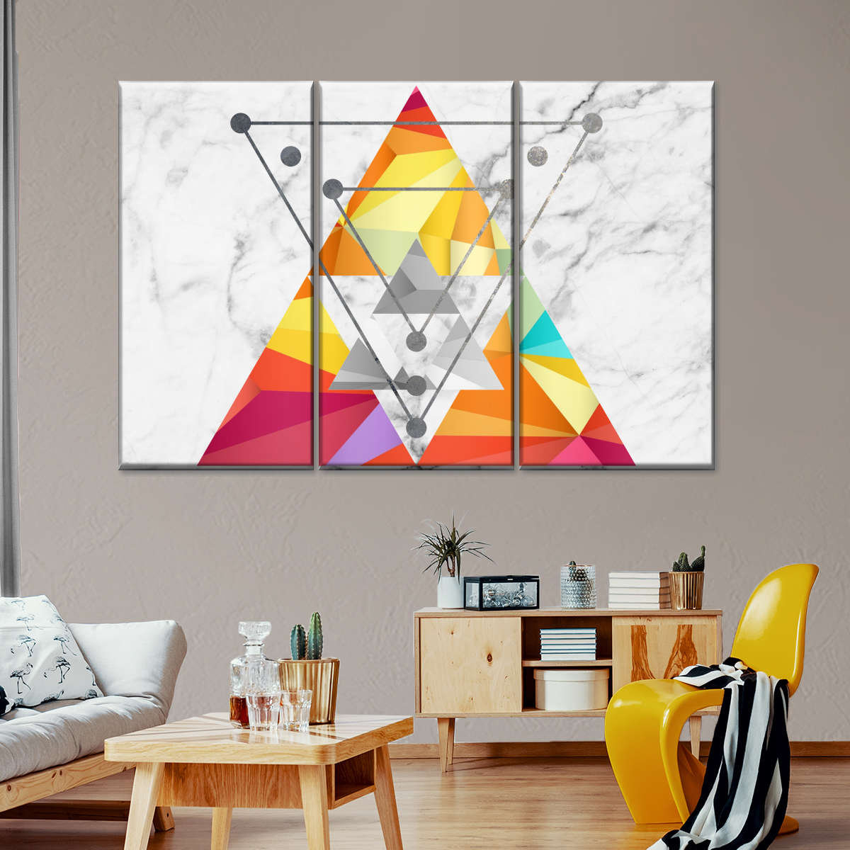 Wrought Studio™ Abstract Geometric Triangular Pattern Colors Multi ...