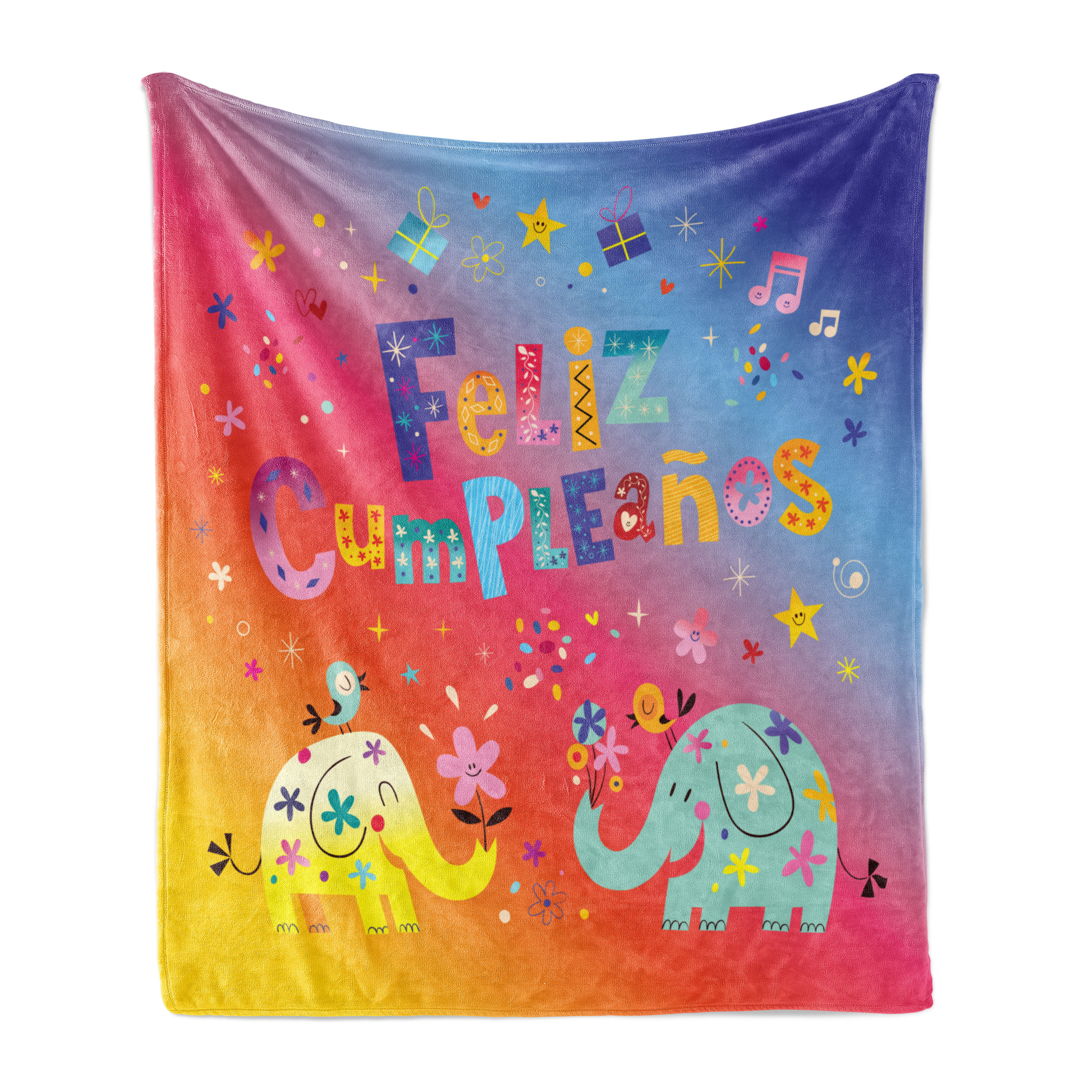 Ambesonne Spanish Fleece Throw Blanket Feliz Cumpleanos Party ...