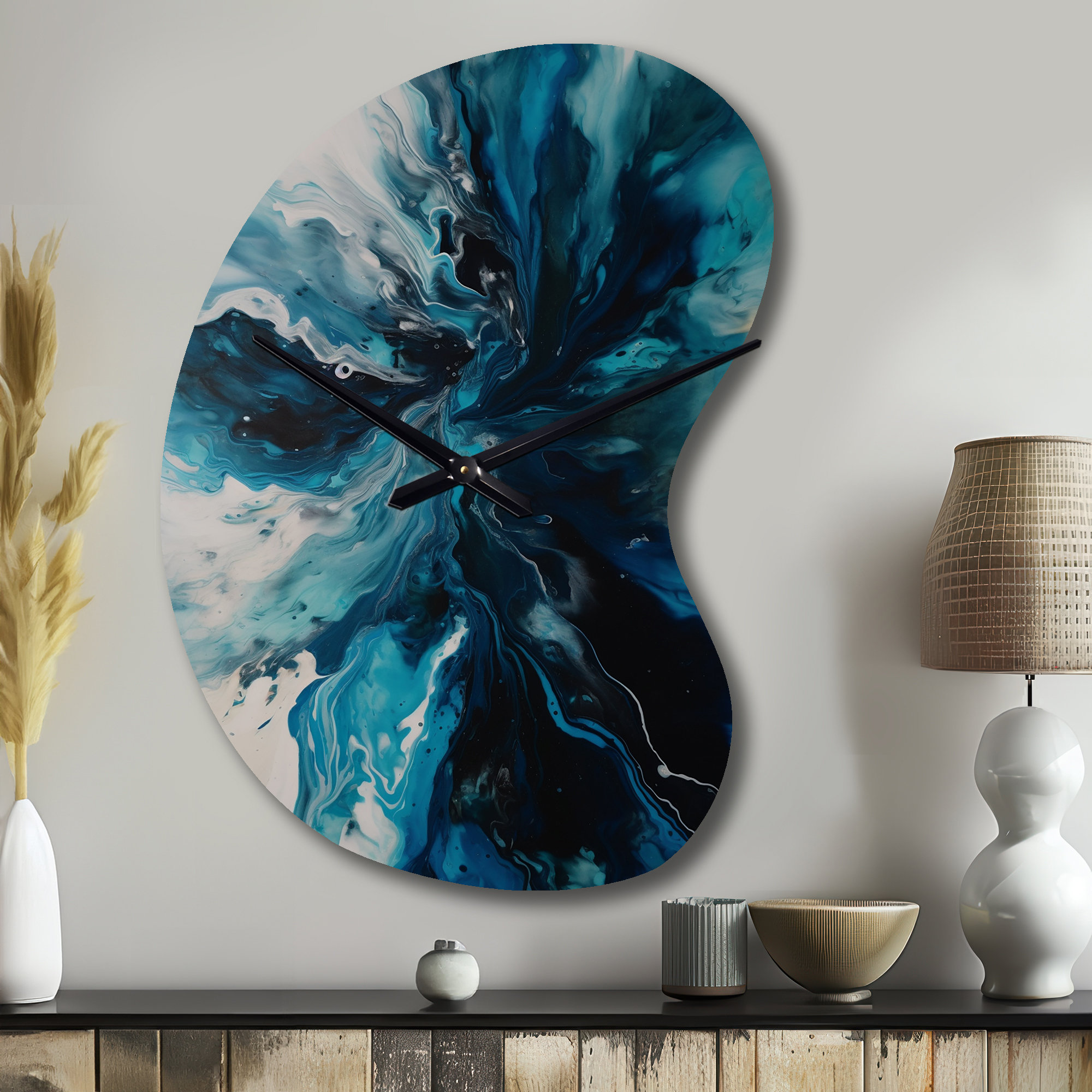 Design Art Teal And Black Aqueous Whimsy II - Boom Shape Abstract 3D ...