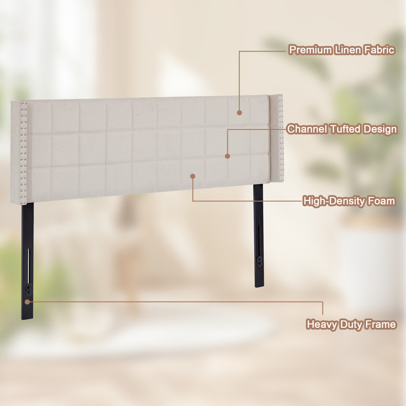 Wade Logan® Guarani Adjustable Height Upholstered Wingback Headboard ...