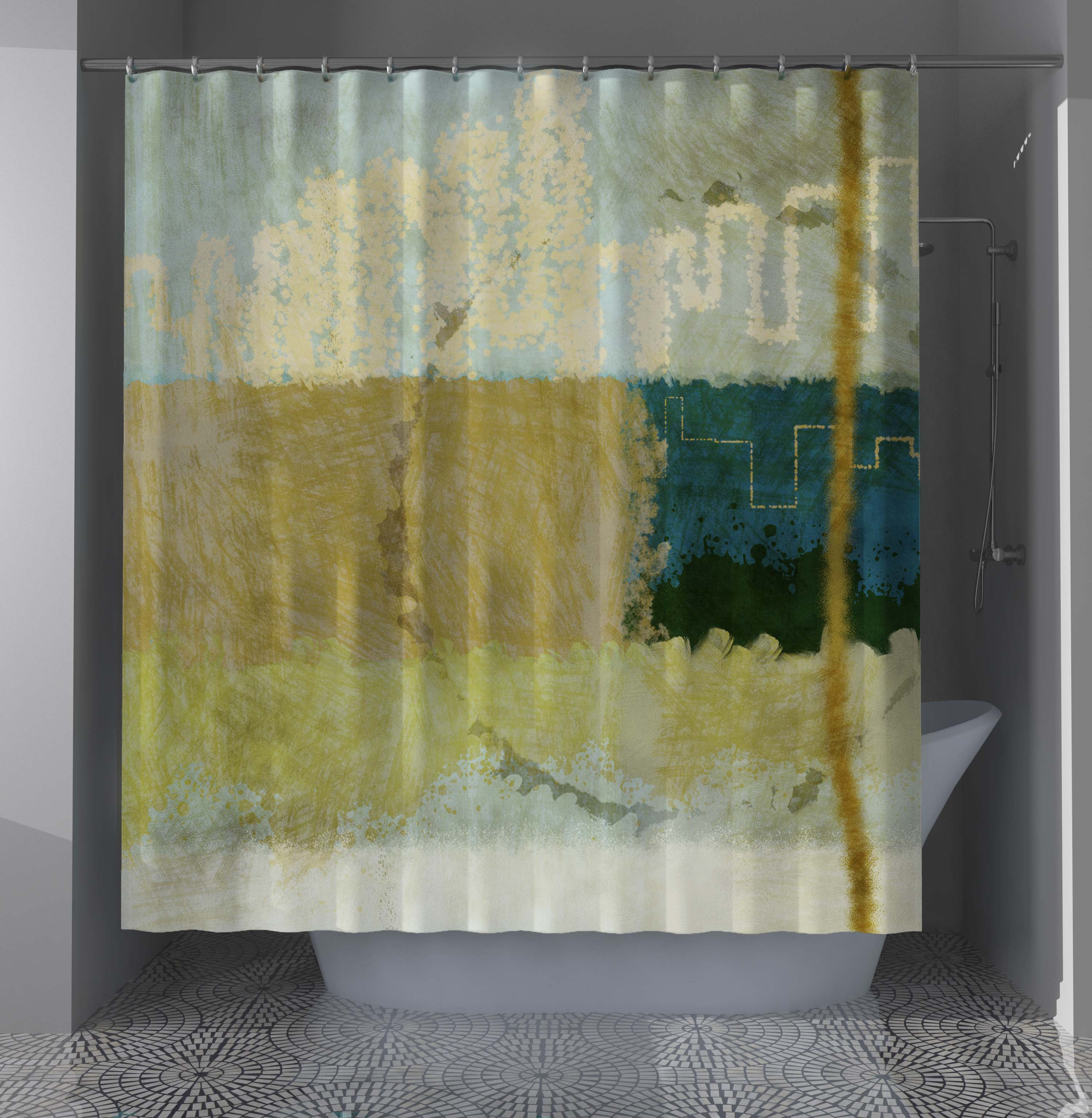 East Urban Home Corlyn Abstract Shower Curtain | Wayfair
