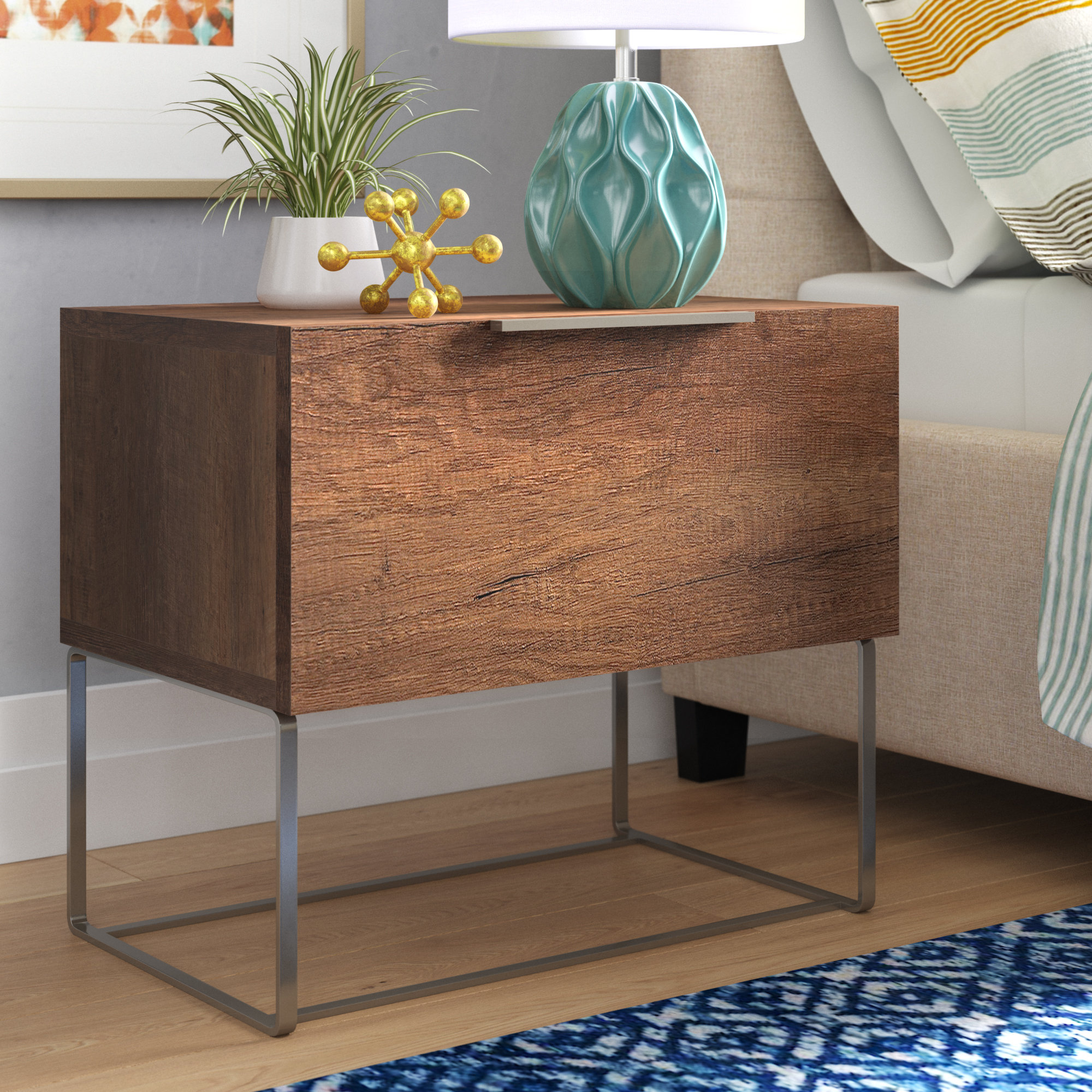 Wade Logan Mattawa One Drawer Nightstand & Reviews | Wayfair