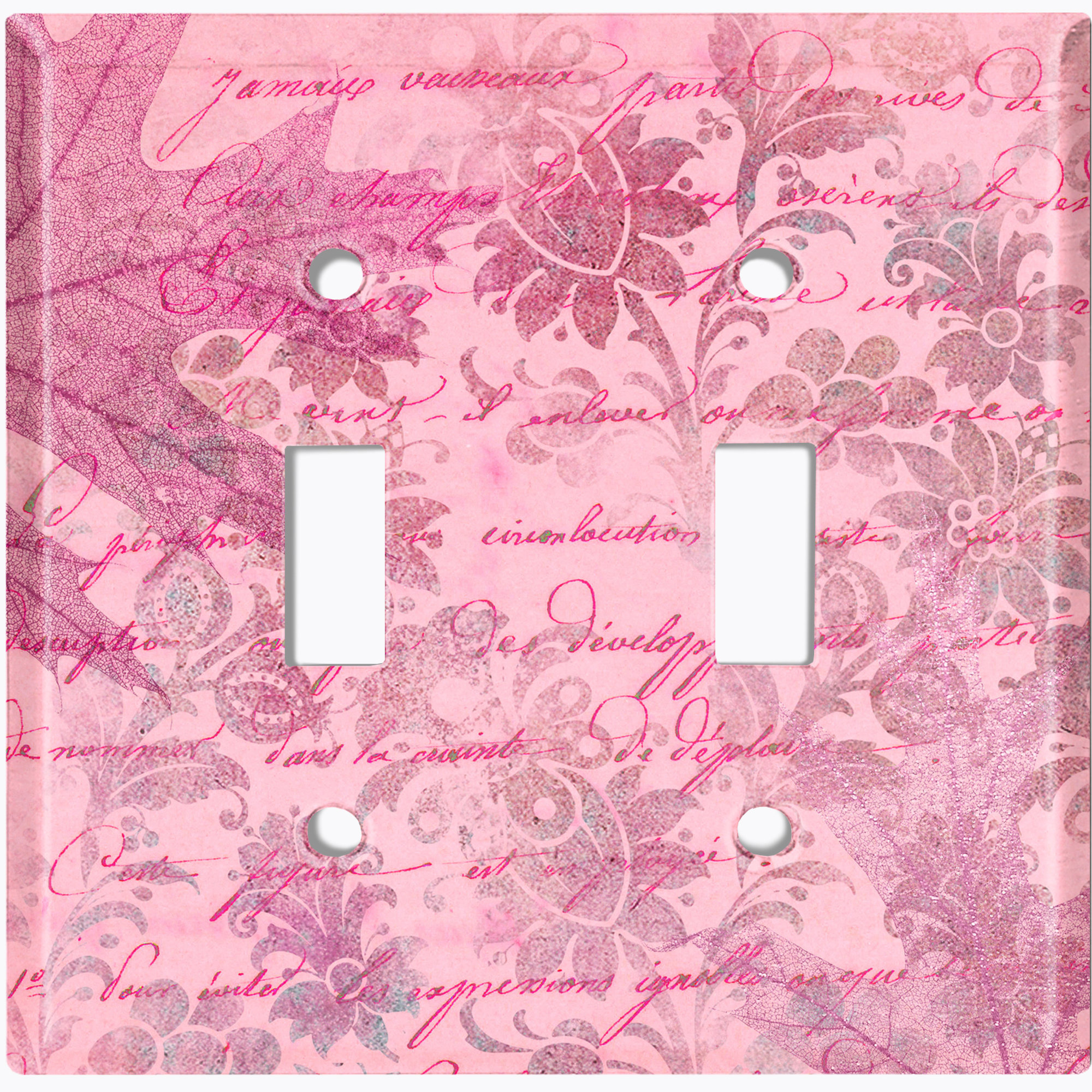 WorldAcc Purple Leaf Letter Writing 2-Gang Toggle Light Switch Wall ...