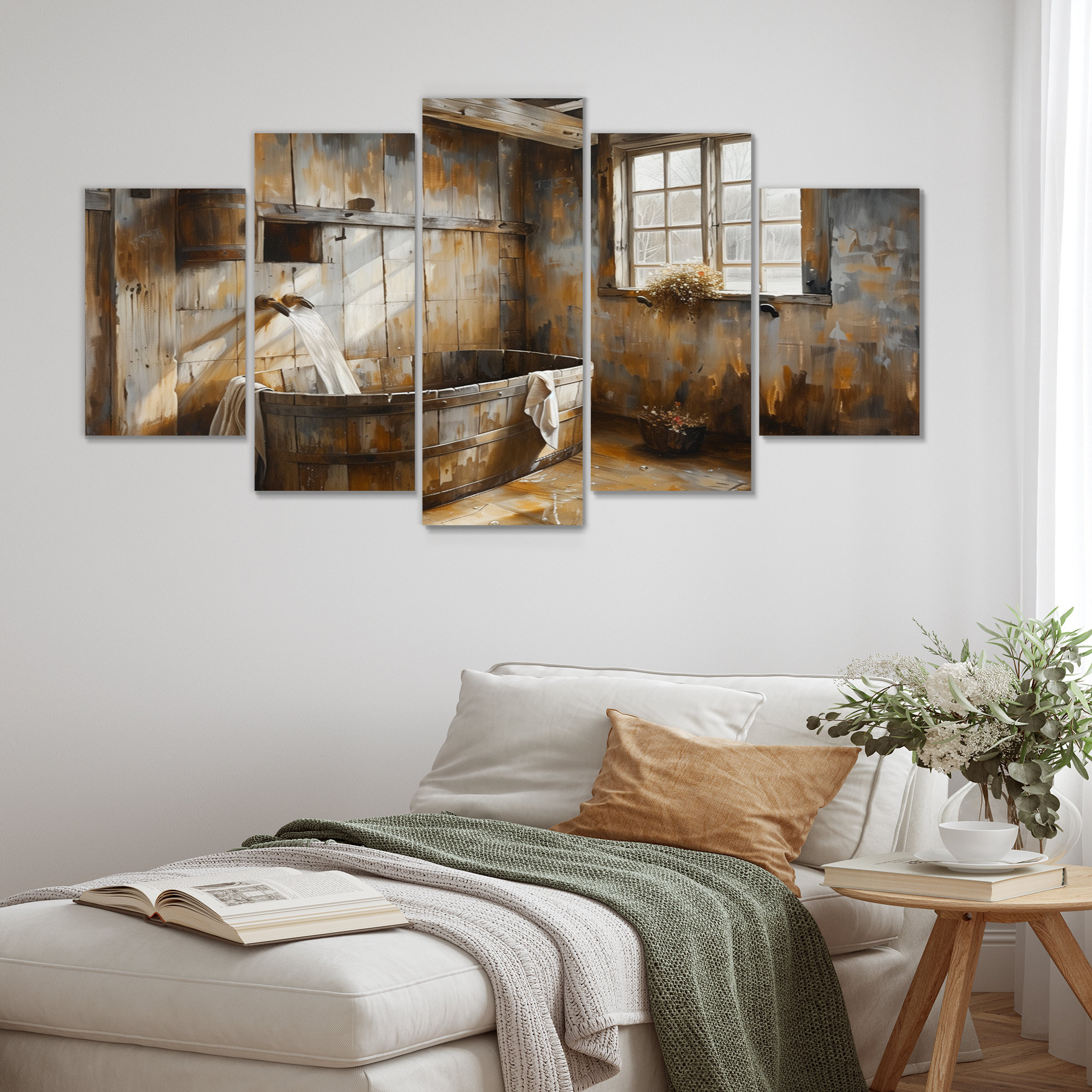 August Grove® Brown Rustic Bathroom Charm III - Rustic Canvas Art Set ...