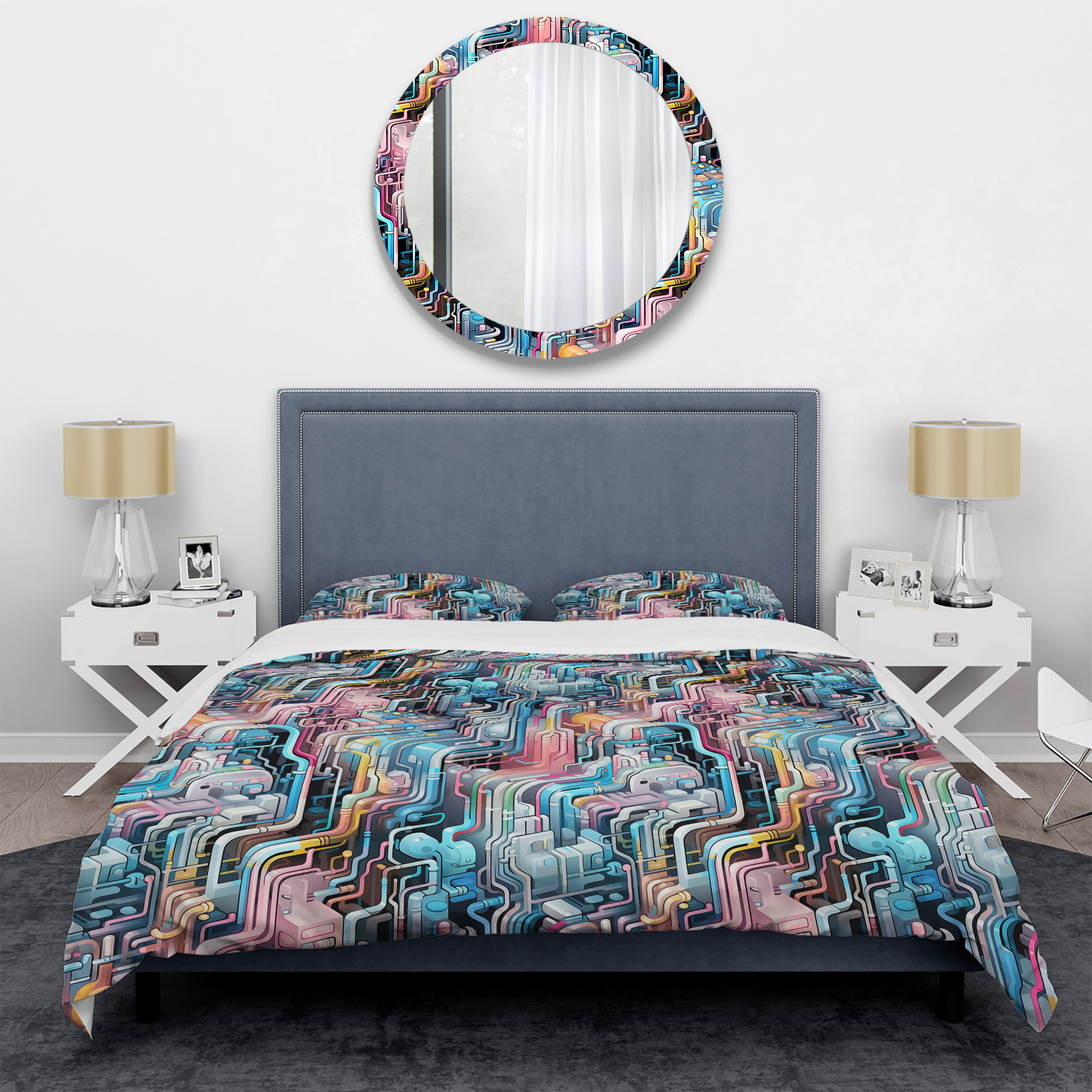 Design Art Techno Matrix Futuristic Dreams Edm Pattern II Duvet Cover ...