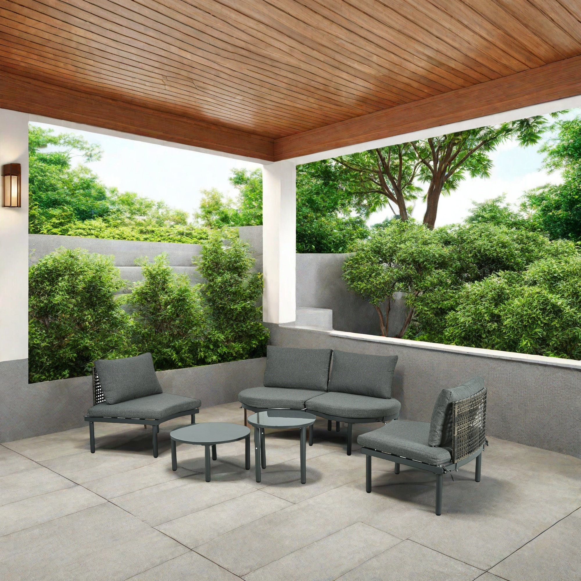 Hokku Designs 6-Piece Modular Patio Furniture Set, Outdoor Sectional ...