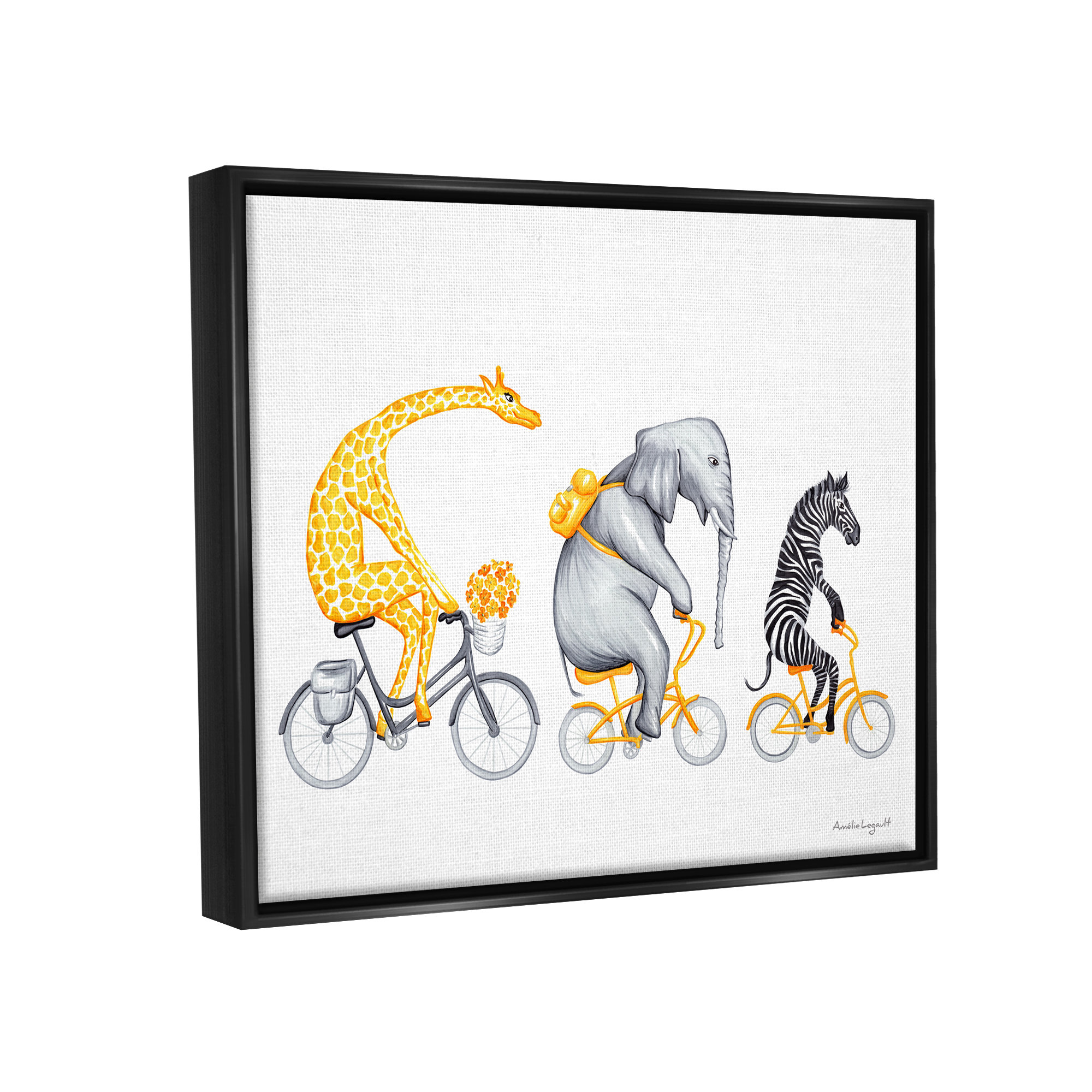 Stupell Industries Savanna Animals Riding Bikes Bicycles Yellow Accent ...
