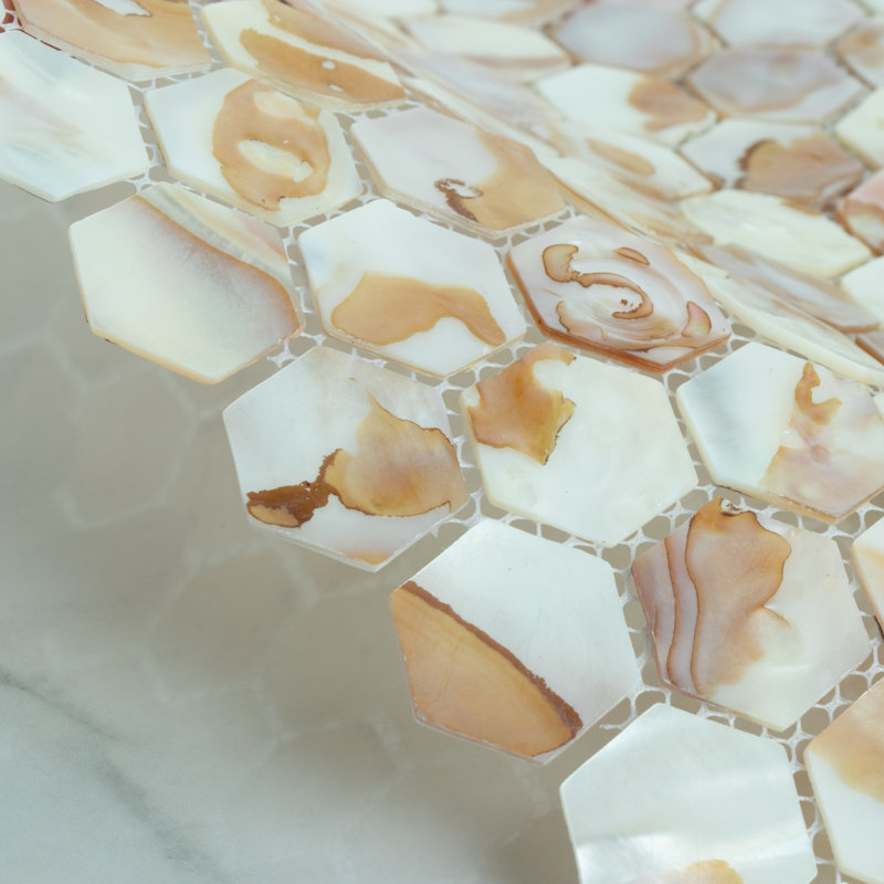 WS Tiles Mother of Pearl 1" x 1" Seashell Honeycomb Mosaic Wall Tile ...