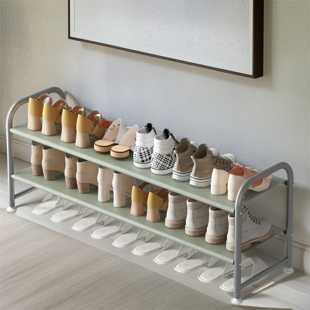 Rebrilliant 2-Layer Shoe Rack With Long Storage Shelf, Wardrobe ...