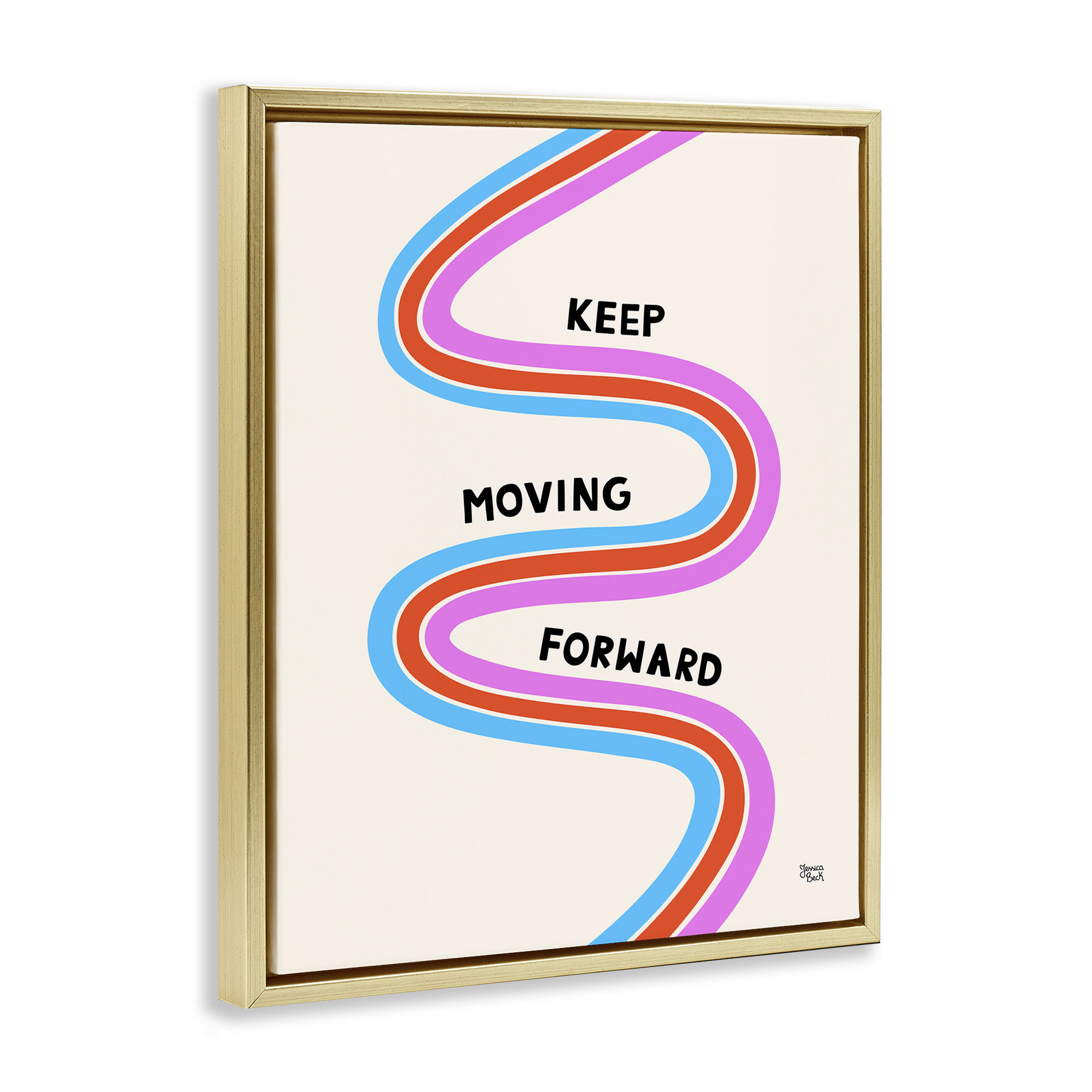 Wrought Studio™ Keep Moving Forward Gray Framed Floater Canvas Wall Art ...