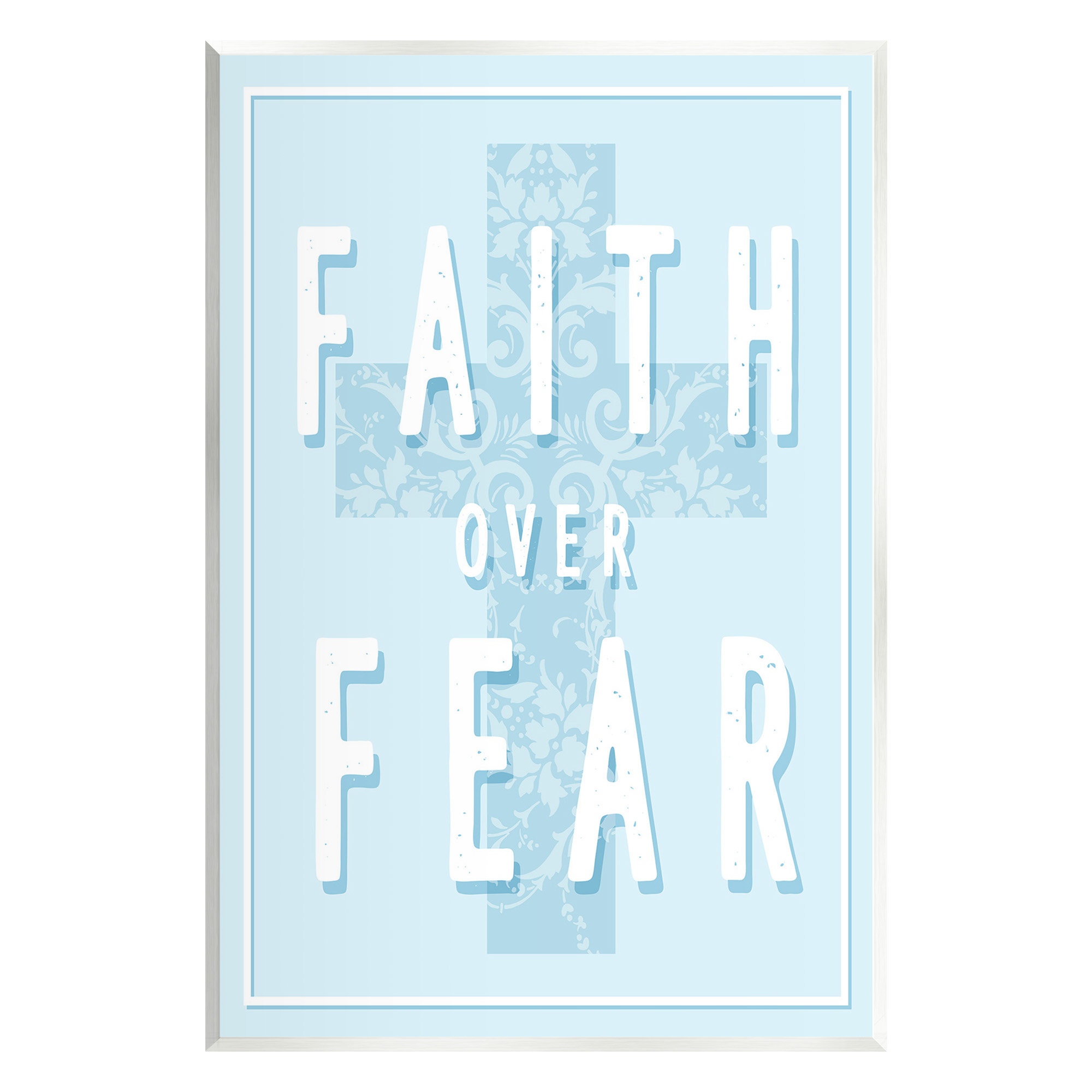 Stupell Industries Blue Faith Over Fear Wall Plaque Art by Lil' Rue ...