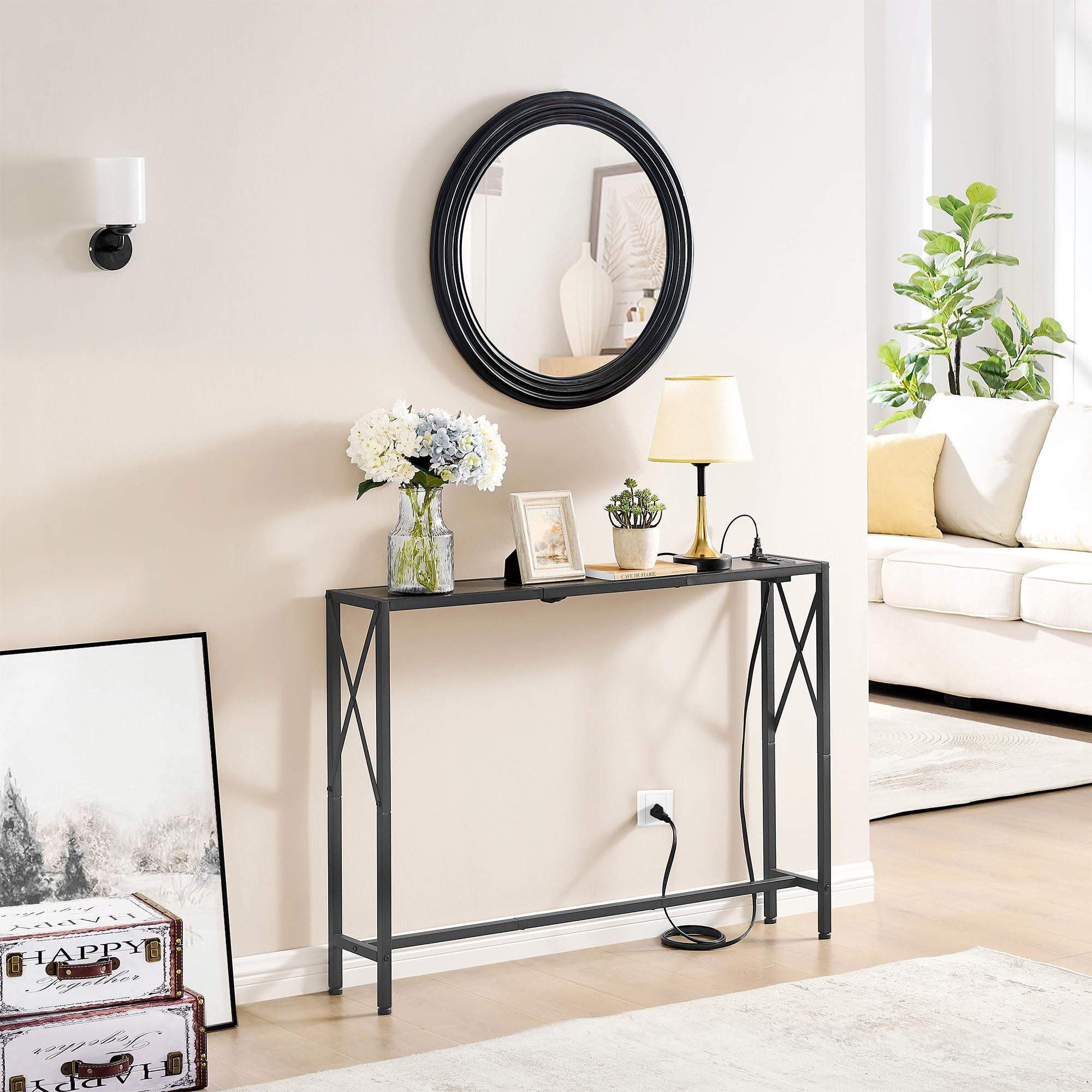 17 Stories Console Table, Narrow Behind The Couch Table With Outlet ...